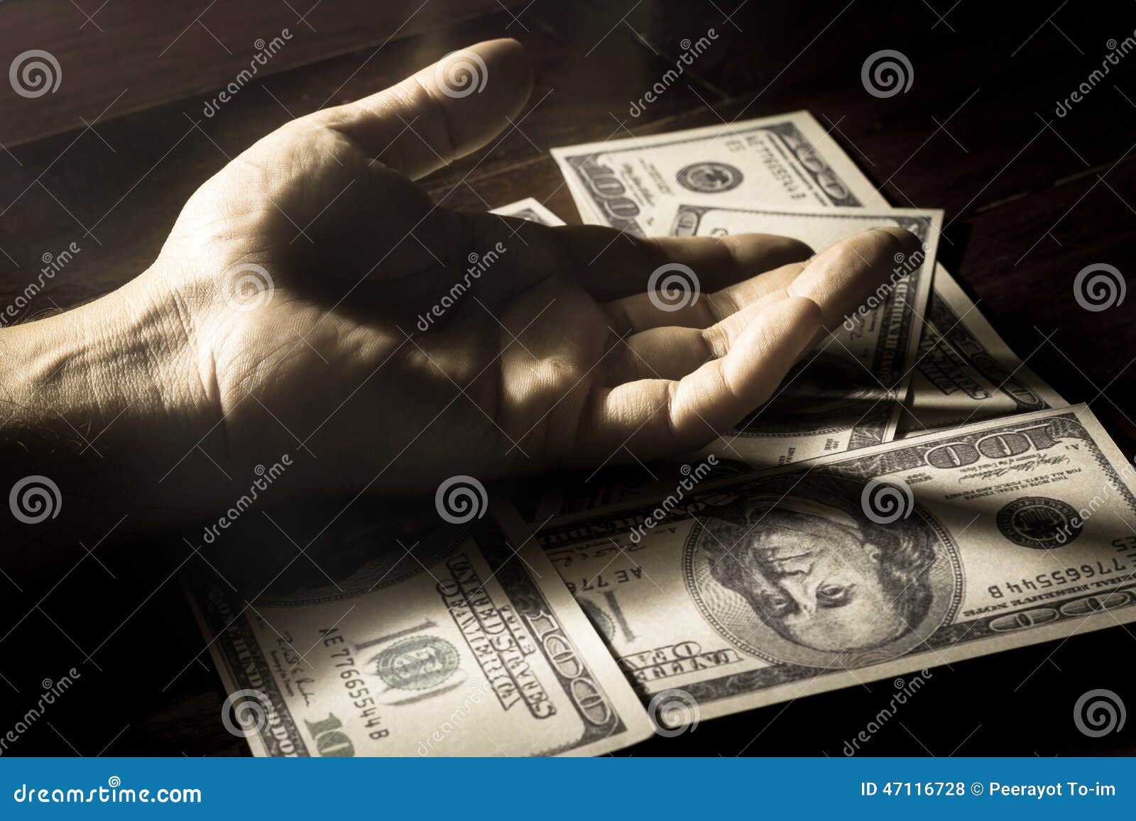 Black and White Filtered Human Hand on Money. Stock Photo - Image of ...