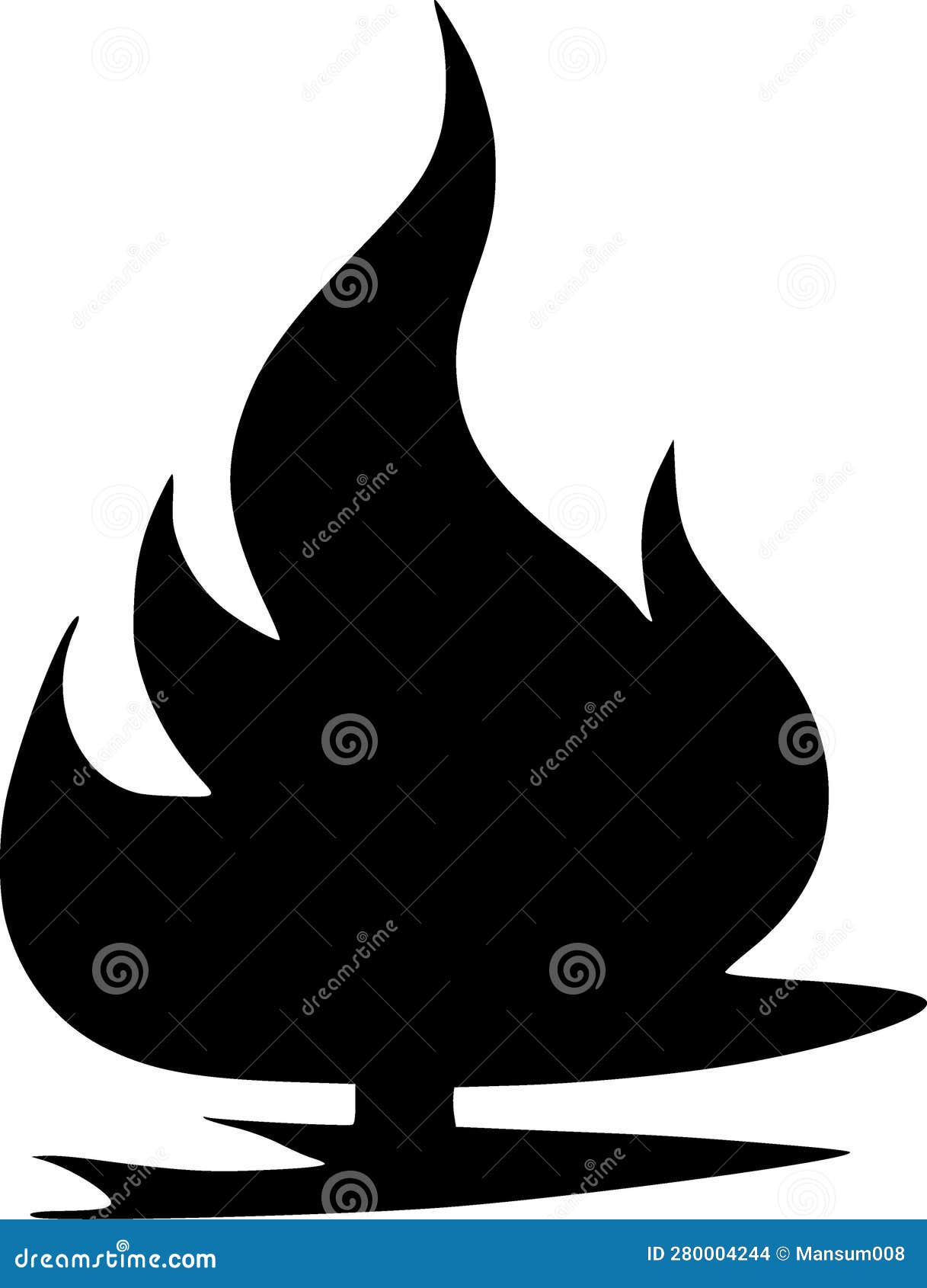 Black and White of Fire Icon Shape Stock Illustration - Illustration of ...
