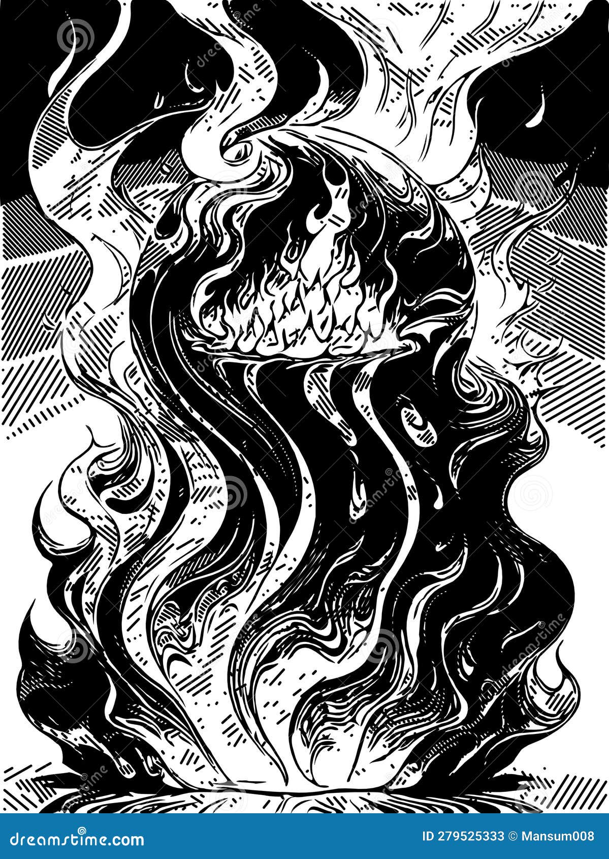 Black and White of Fire Pattern Background Stock Illustration ...