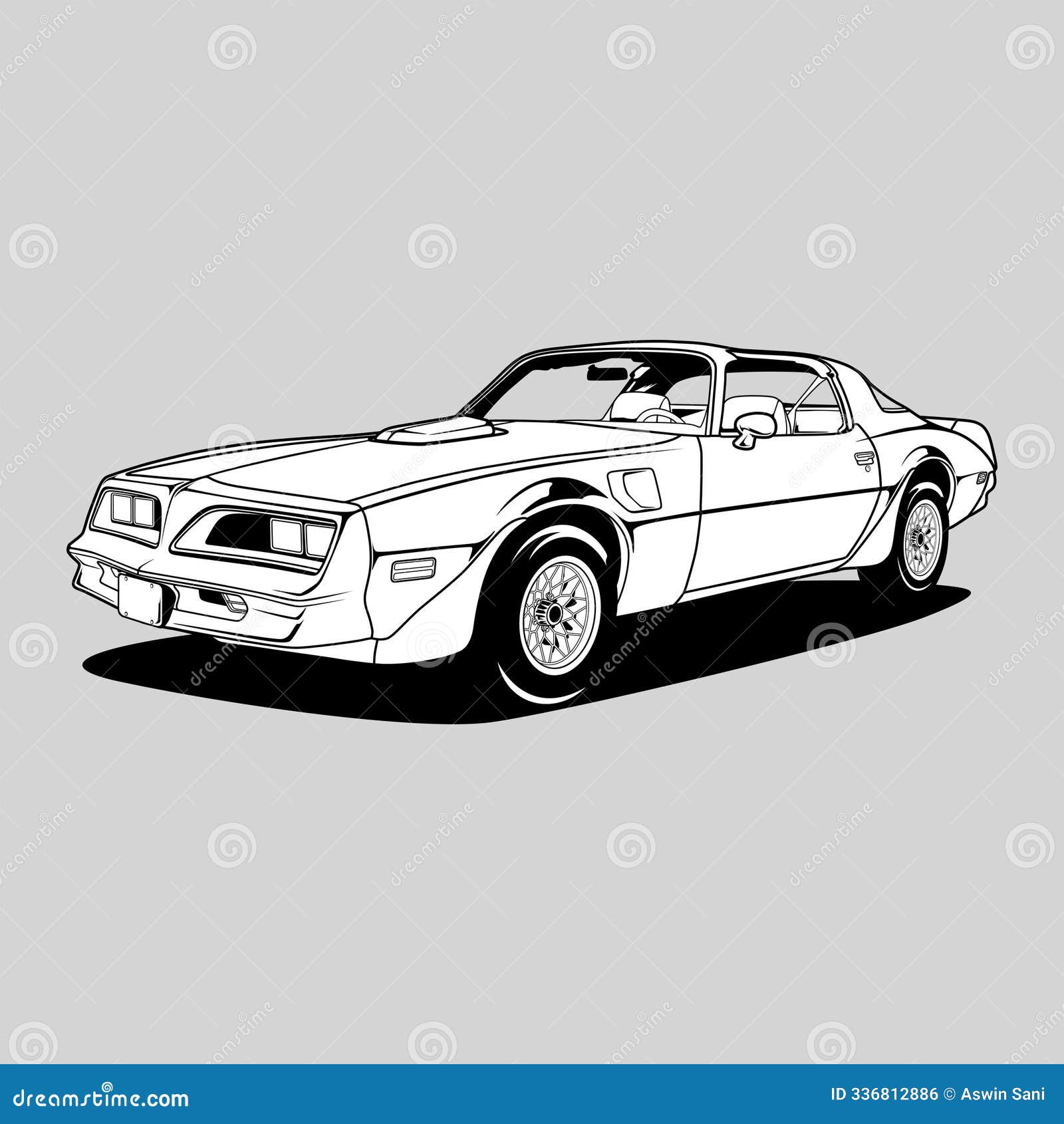 Black and White Firebird Trans am Stock Illustration - Illustration of ...