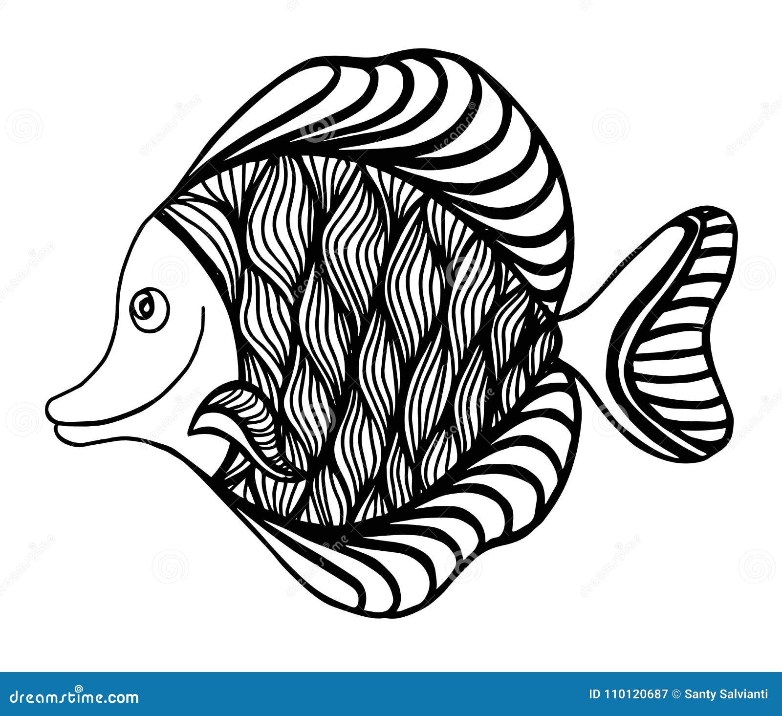 Fish Doodle. Hand Drawn Patterned Vector Stock Illustration ...