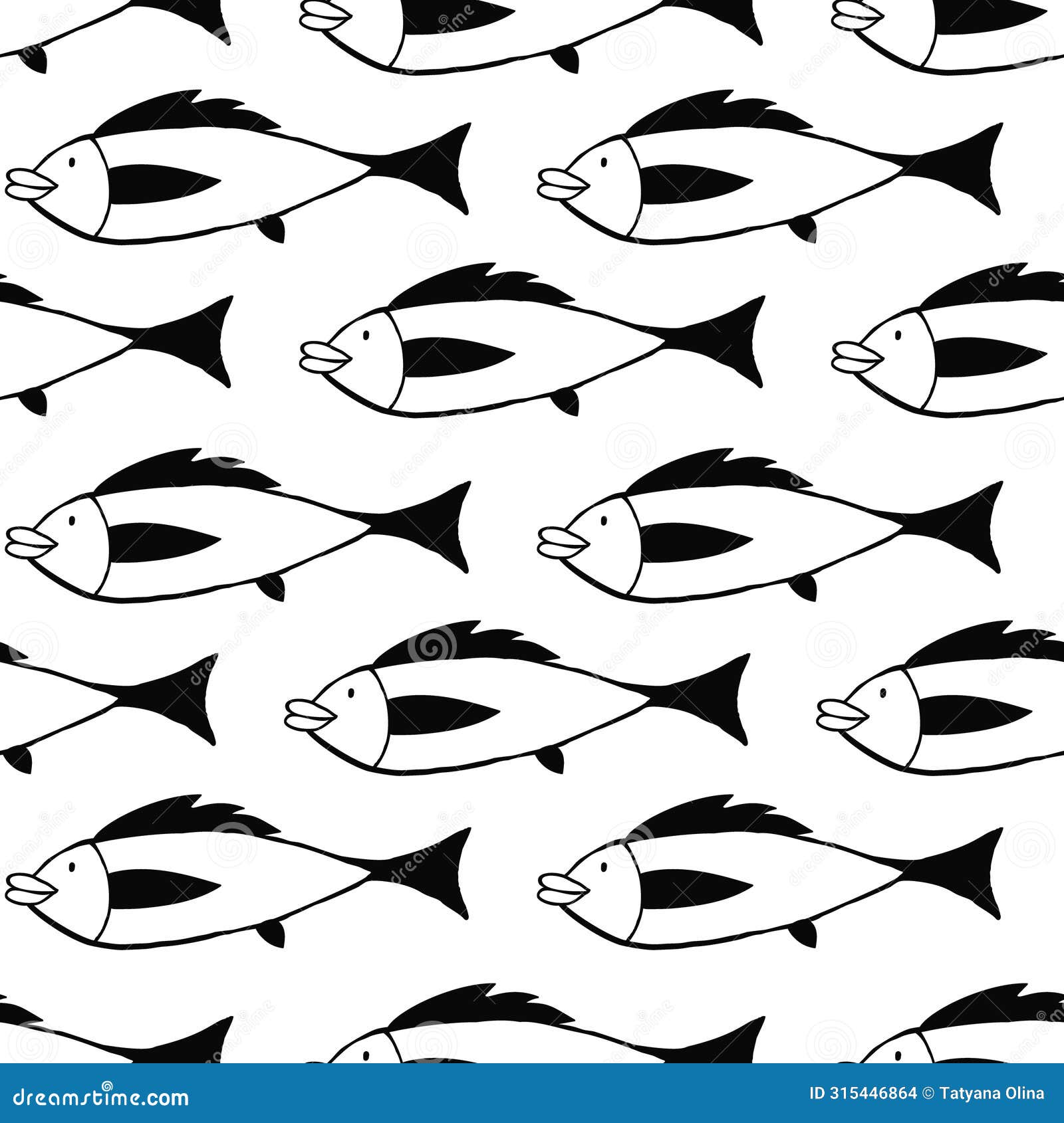 A Black and White Fish Pattern with Many Fish in it Stock Vector ...