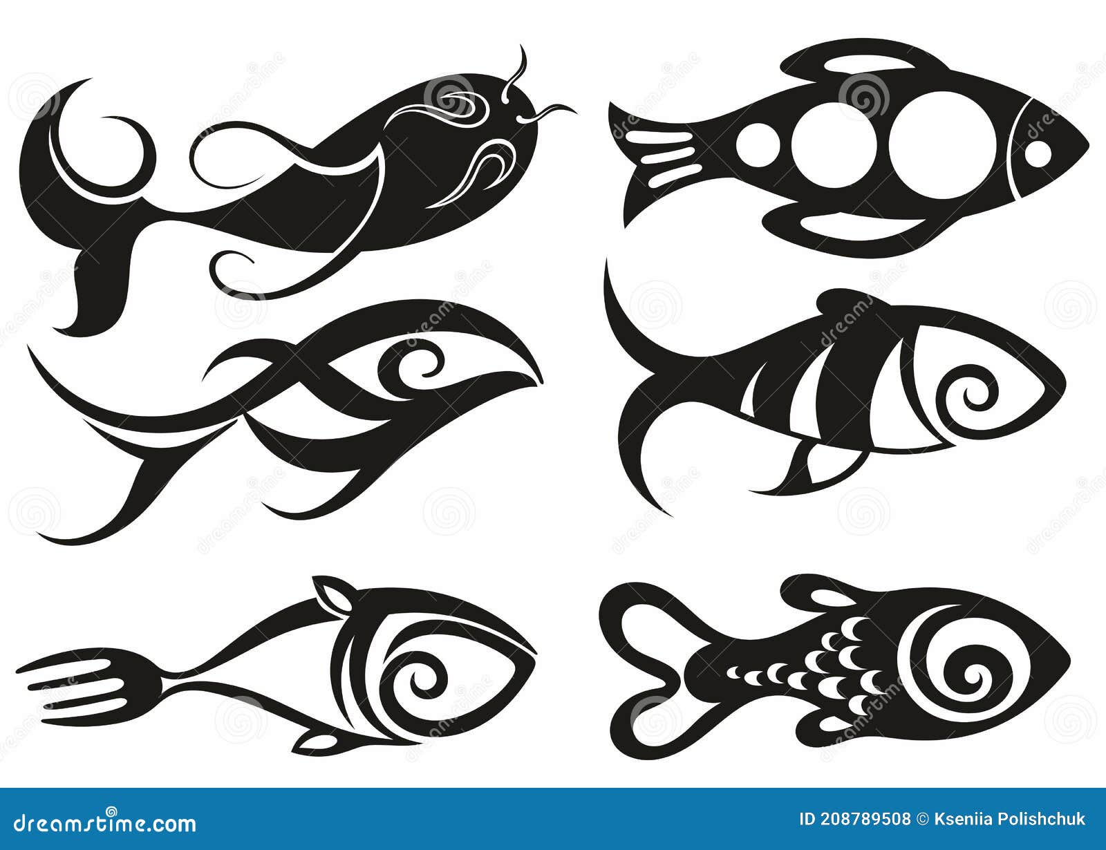 Fish Icon Template. Fish Symbols Vector Sign Isolated on White ...