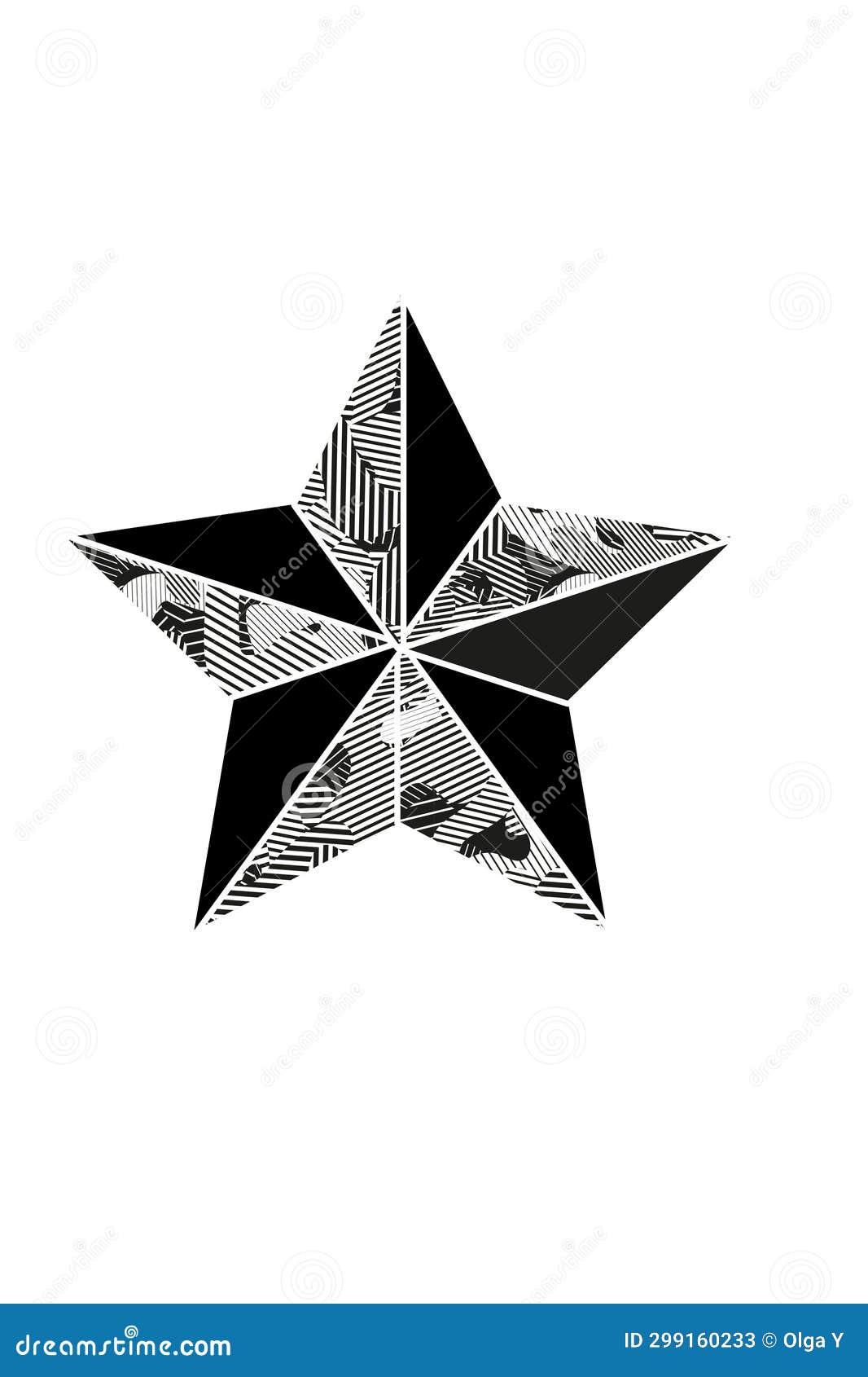 A Black and White Five-pointed Star with a Pattern Imitating Army ...