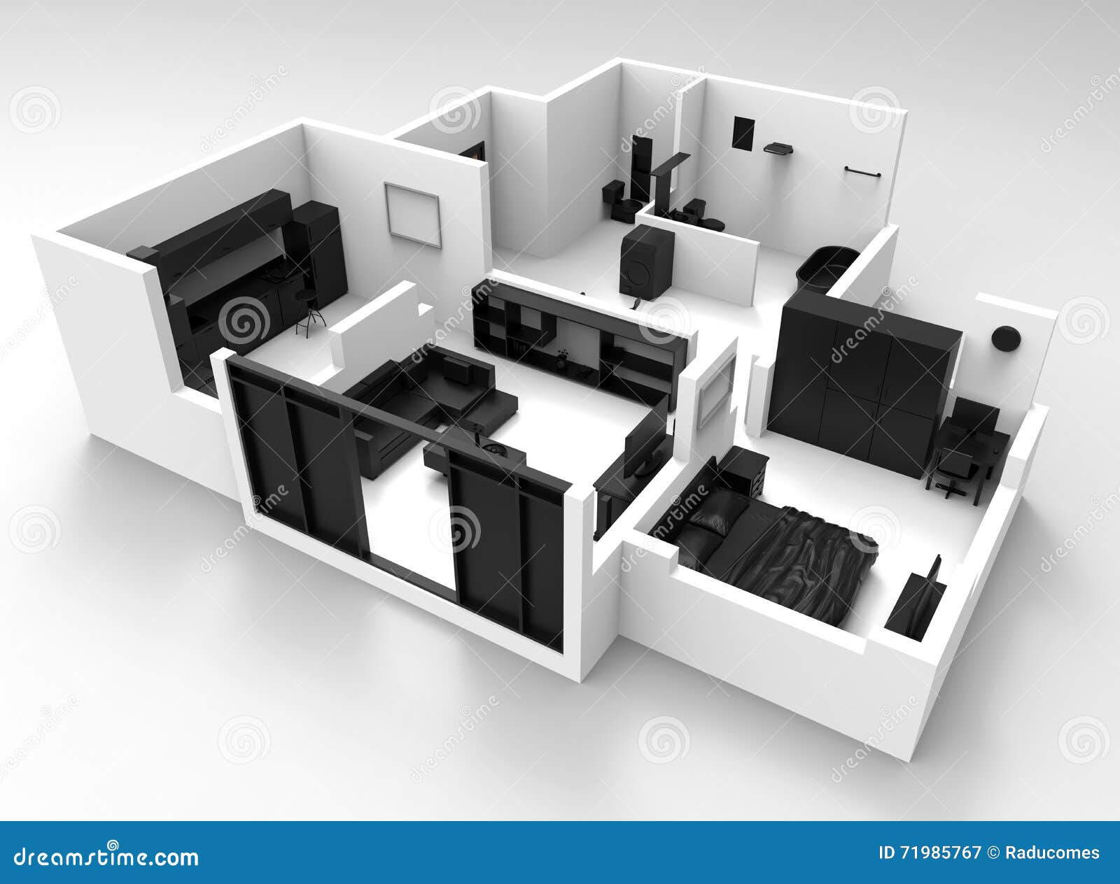 Black and White Flat Layout Stock Illustration - Illustration of ...