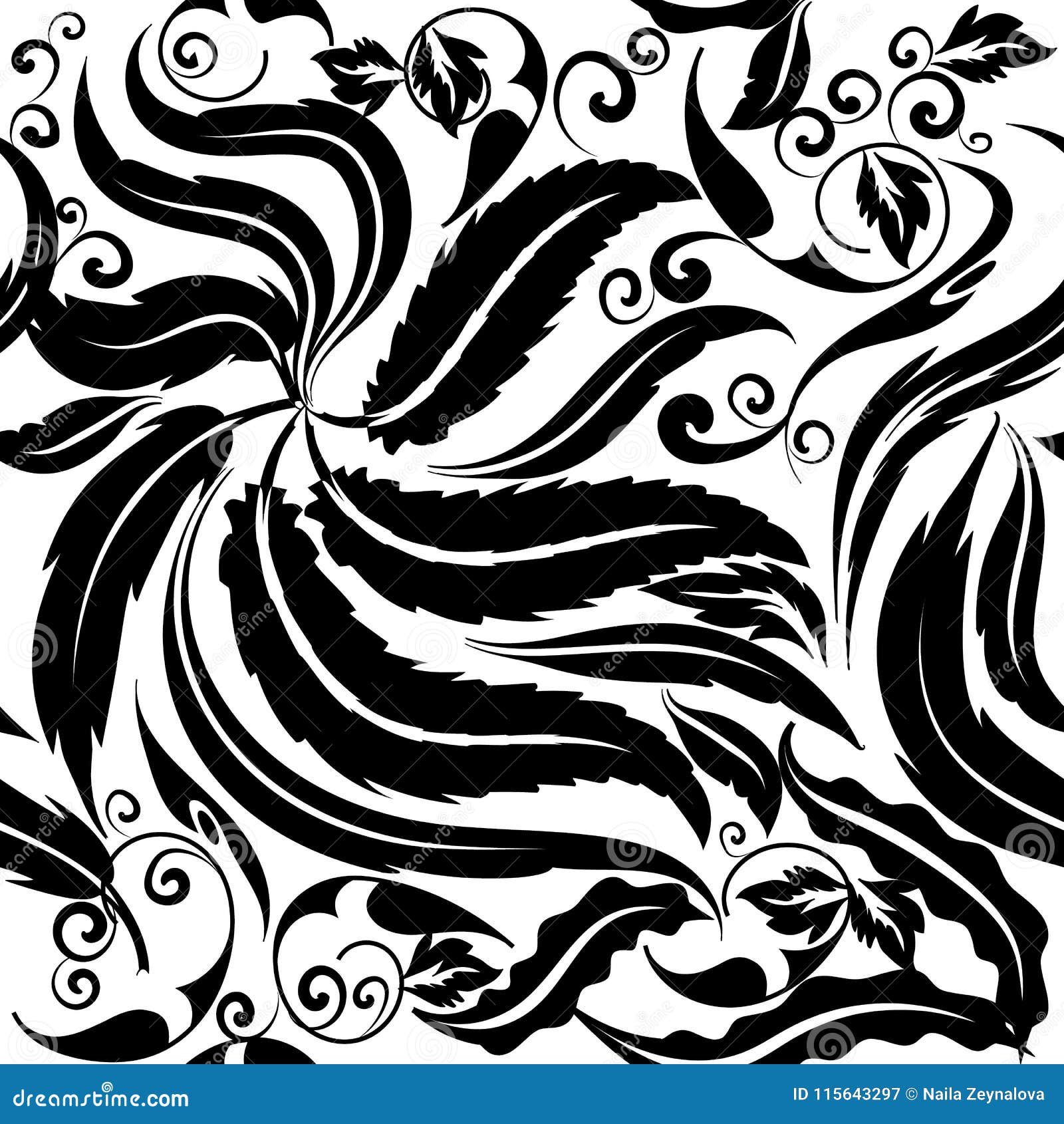 Black and White Floral Baroque Seamless Pattern. Patterned Elegant ...