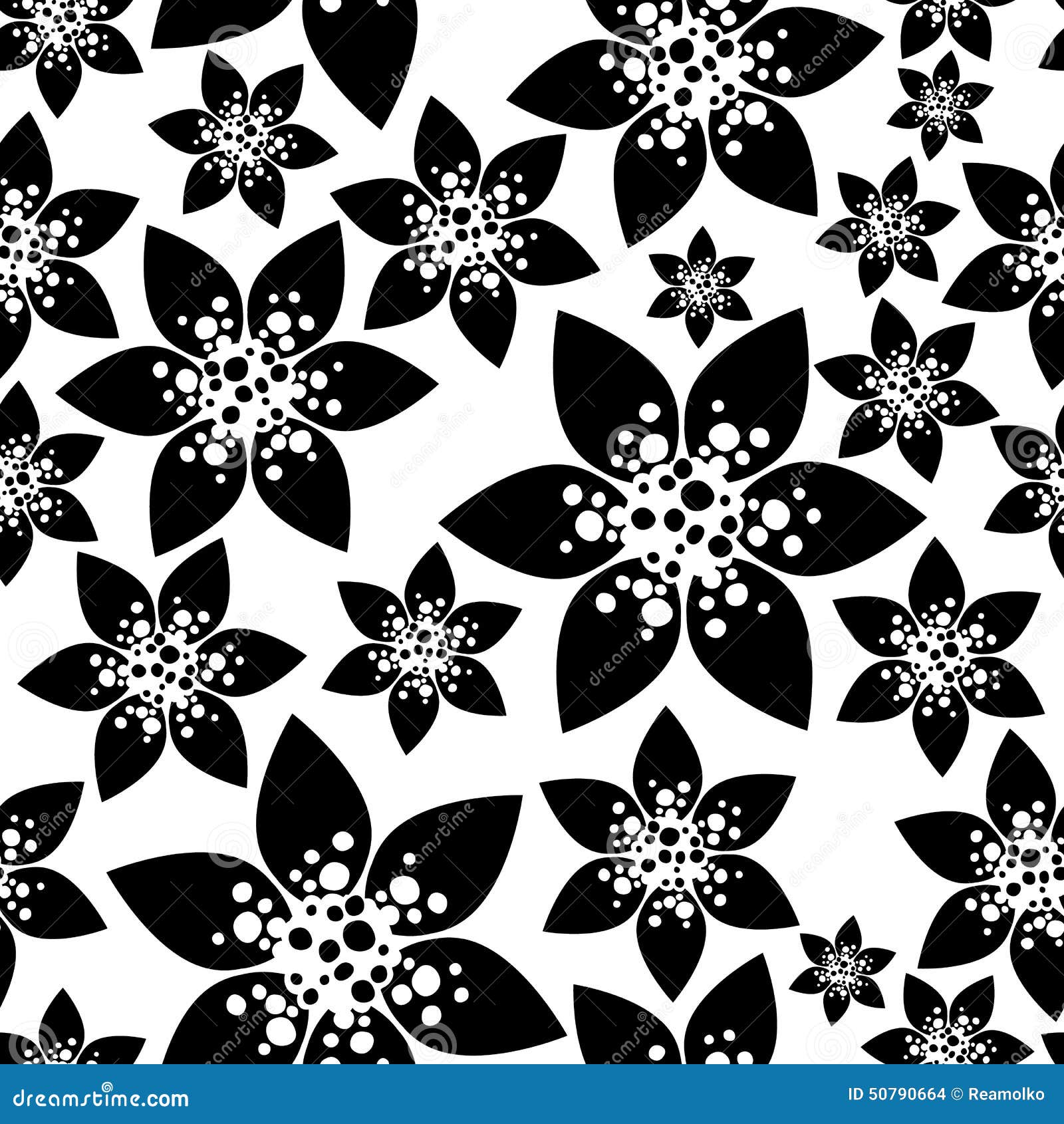 Black and White Floral Pattern. Stock Vector - Illustration of textile ...