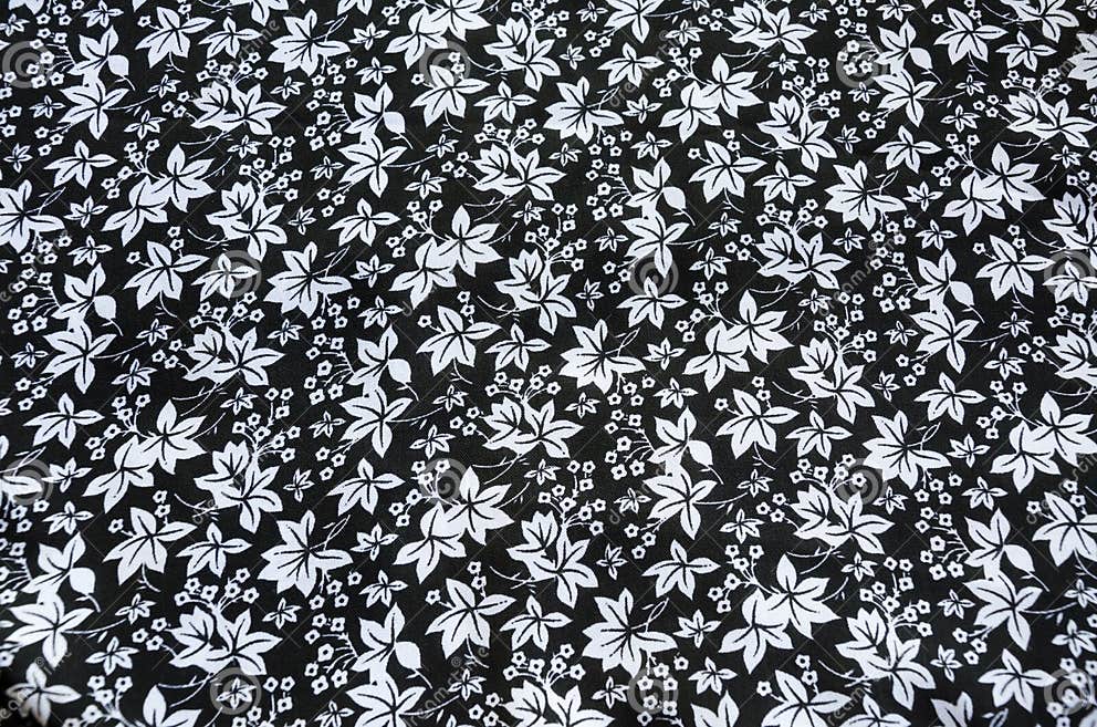 Black and White Flower Pattern on the Fabric Stock Image - Image of ...