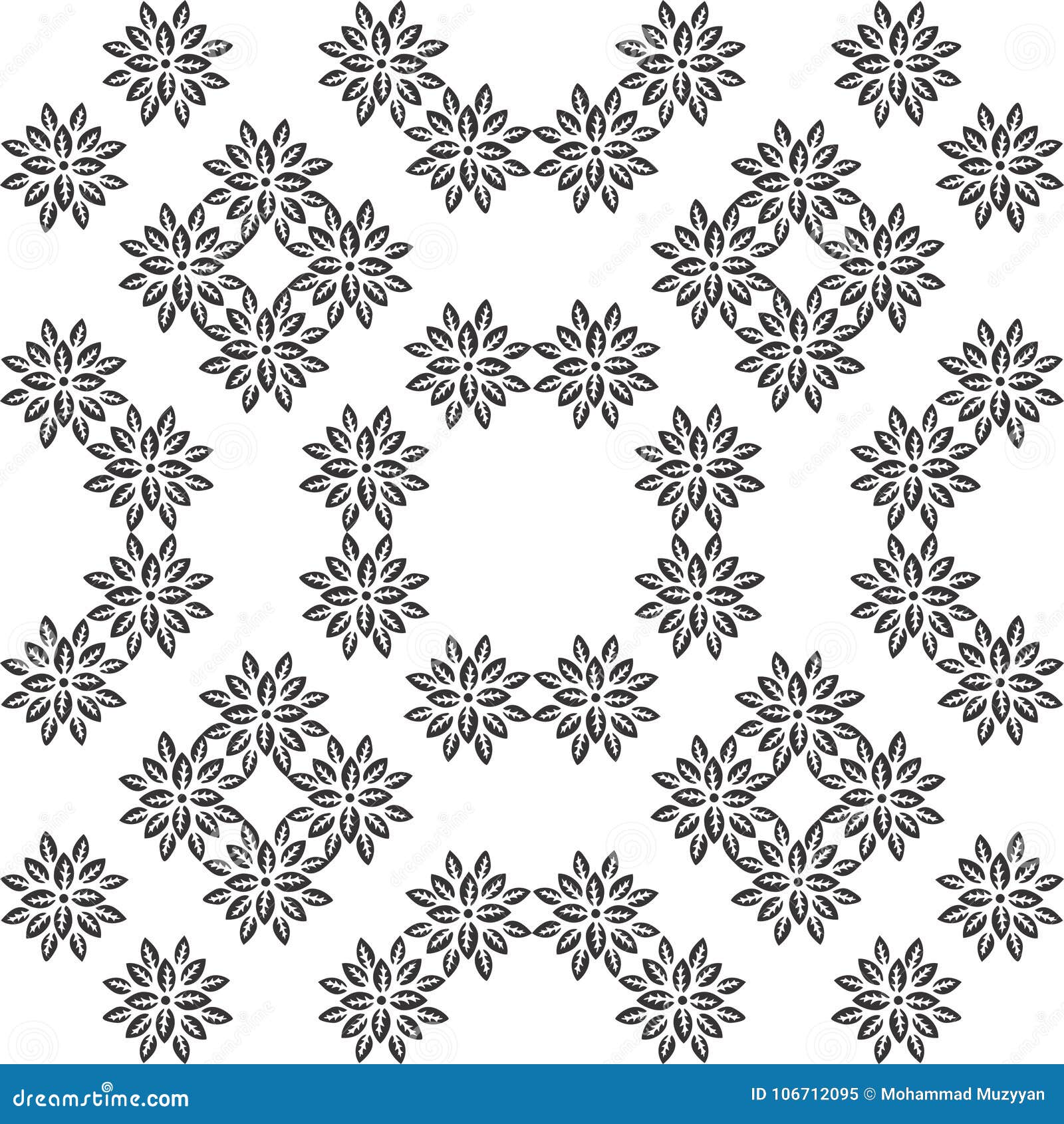 Black and White Flower Repeat Pattern, Detail Stock Illustration ...