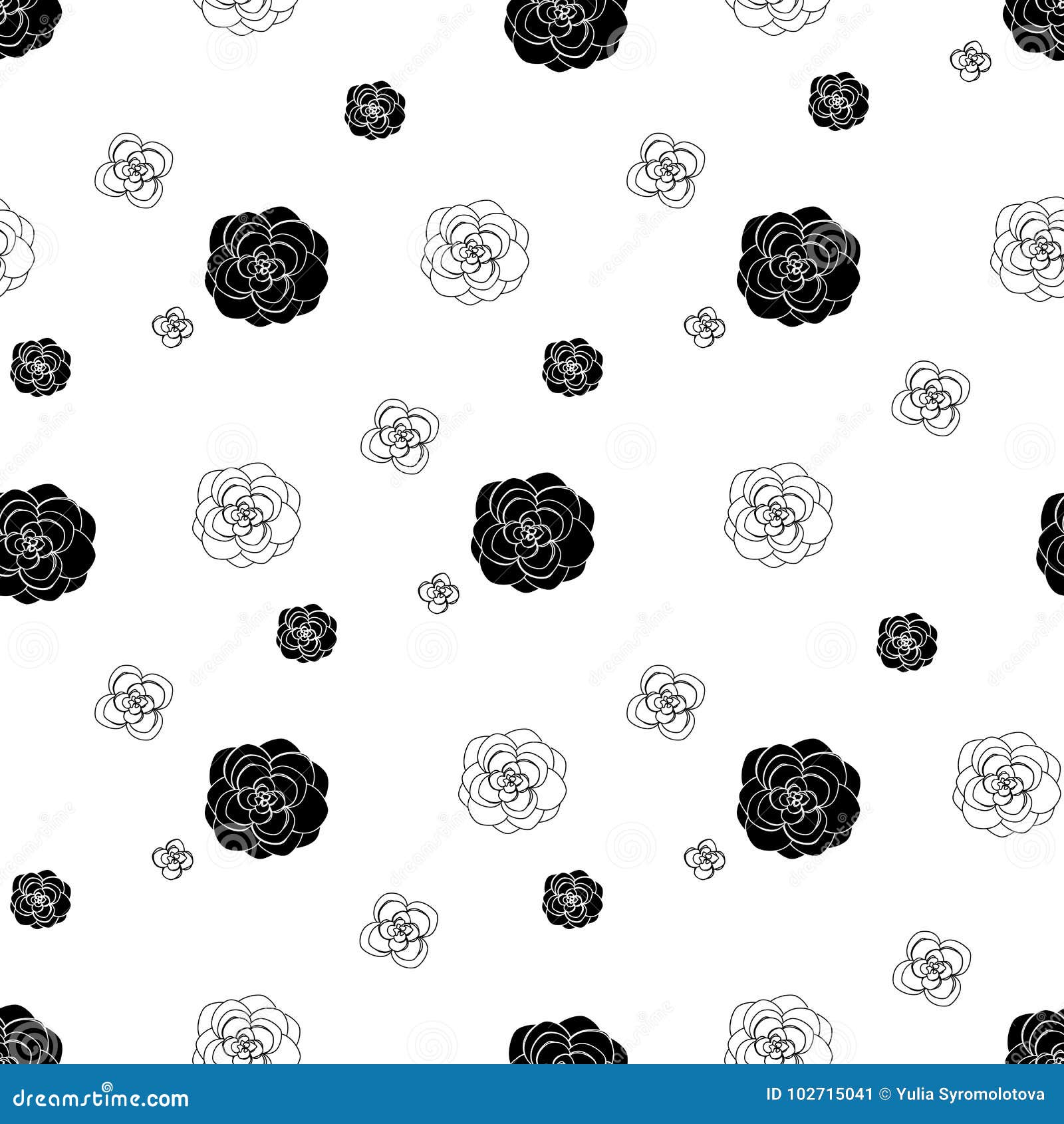 Black and White Flowers Patterns Stock Illustration - Illustration of ...