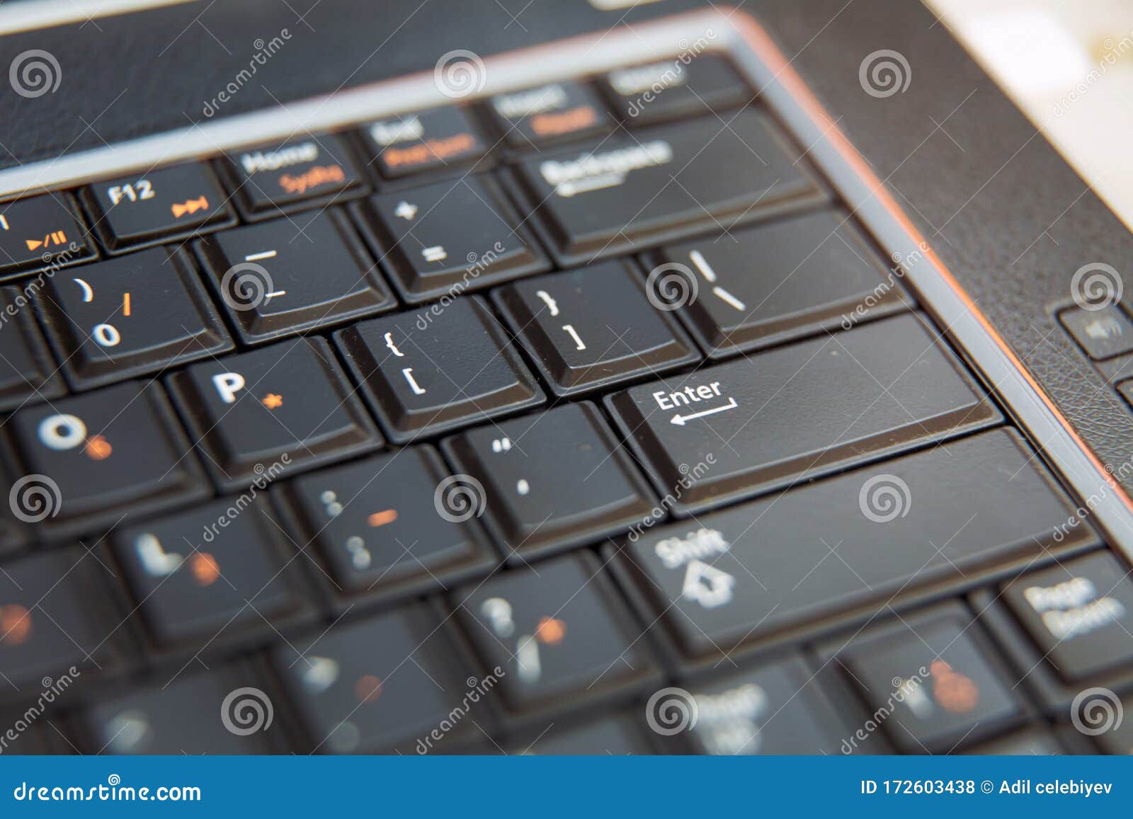 Black and White Focus on Windows Keyboard . Notebook Keyboard . Close ...