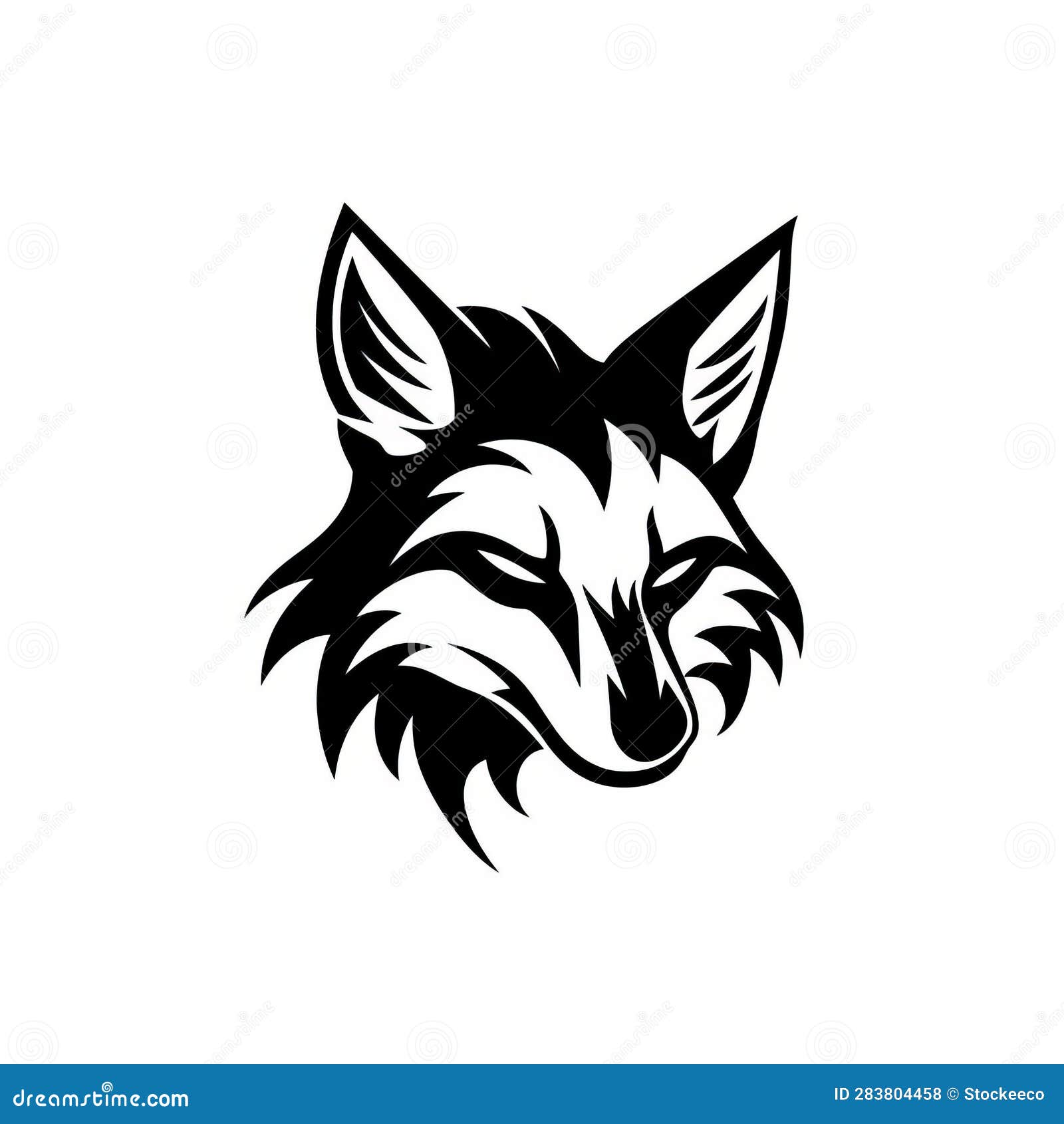 Eye-catching Black and White Fox Head Logo in Wlop Style Stock ...