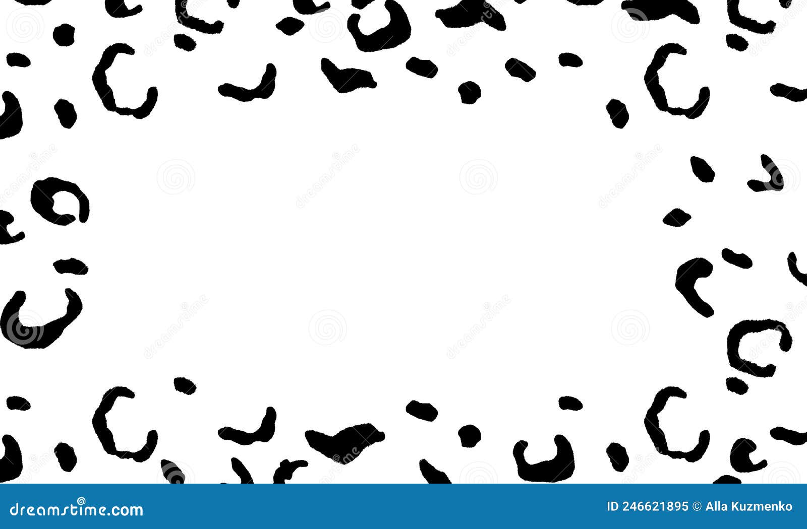 Black and White Frame with Modern Ornament of Stylized Leopard Skin ...