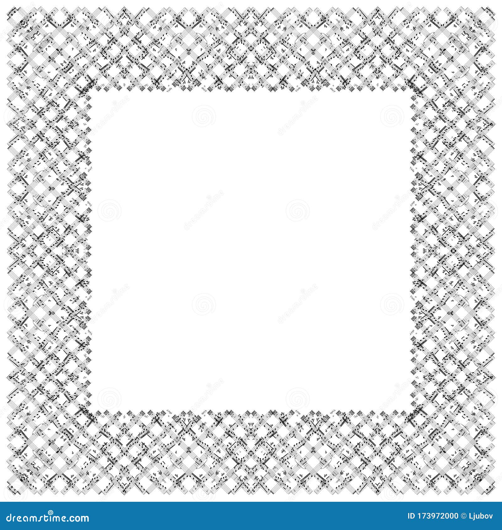 Black and White Frame with Musical Notes. Vector Illustration Stock ...
