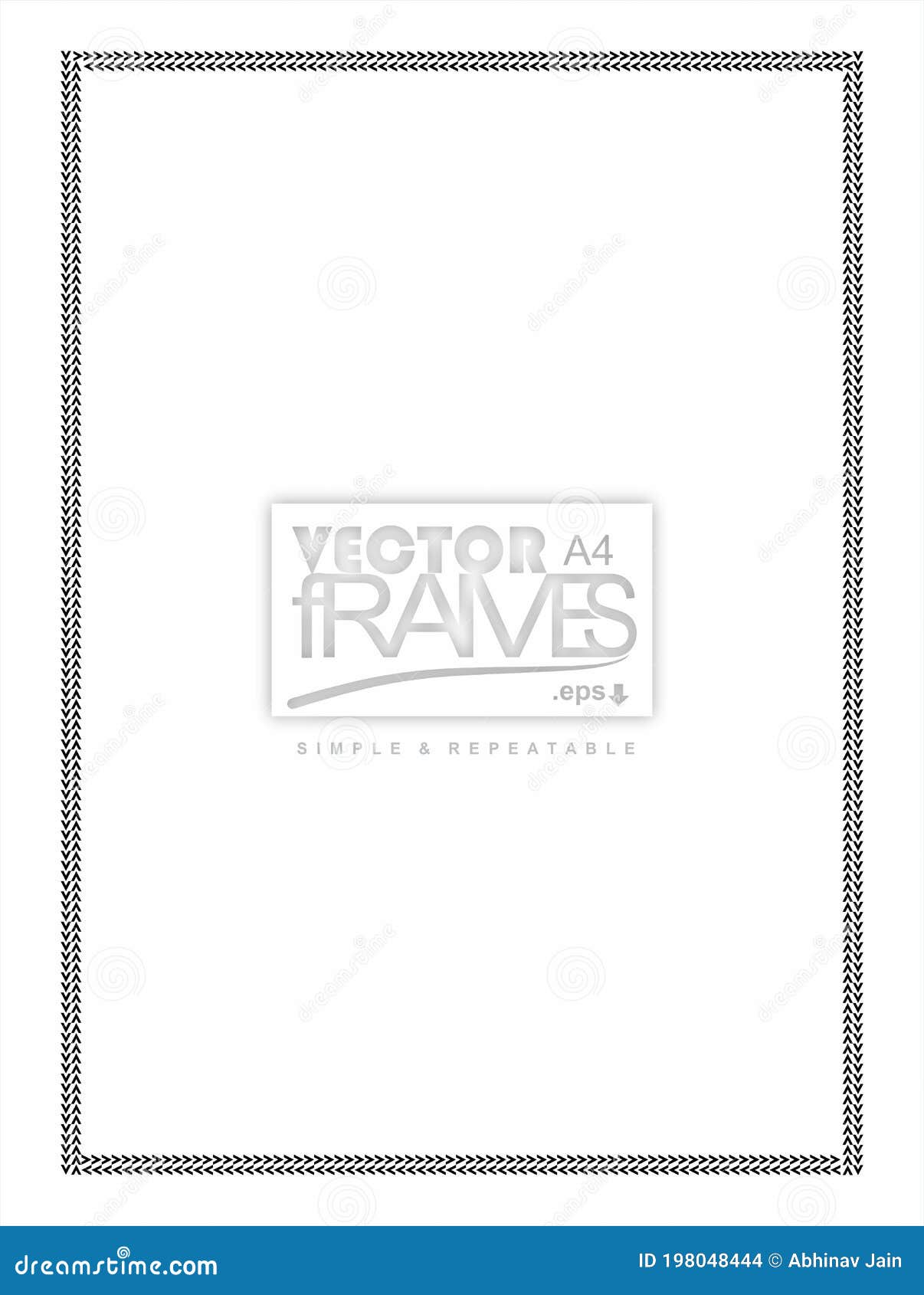 Black and White Frame Vector. A4 Size Frame. Small Arrow Pattern Frame ...