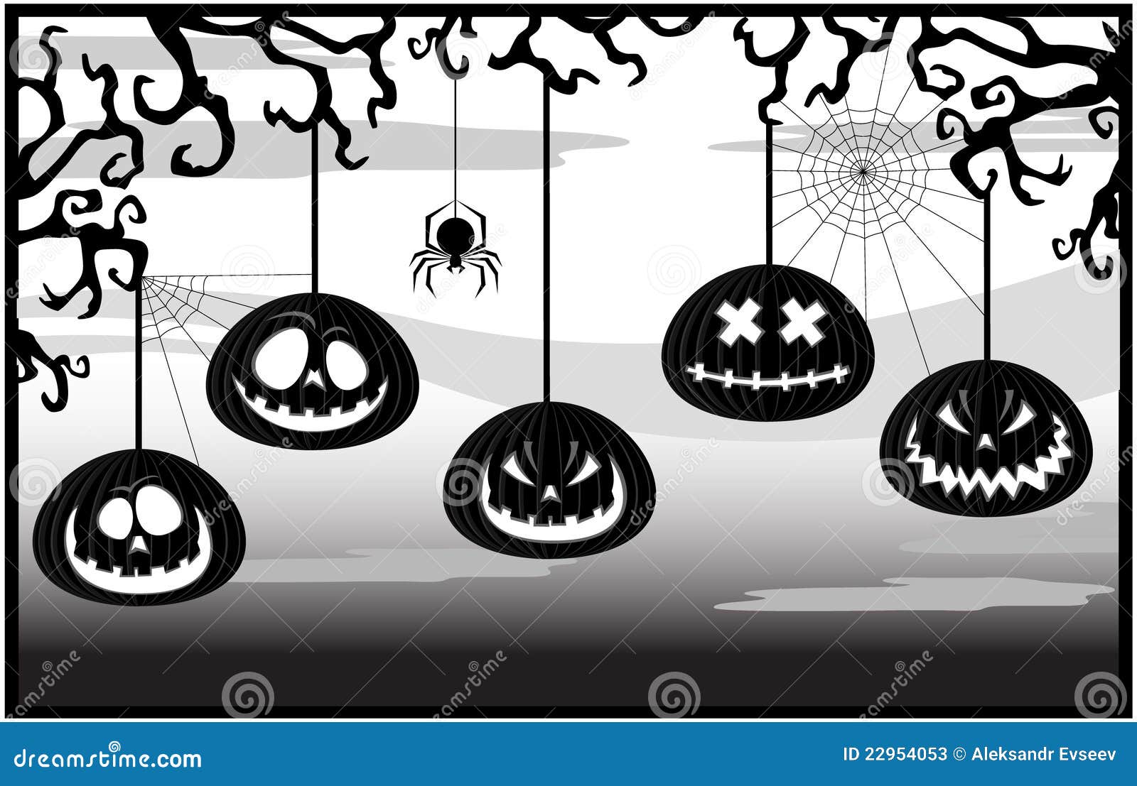 Black-and-white Framework with Pumpkins Stock Vector - Illustration of ...