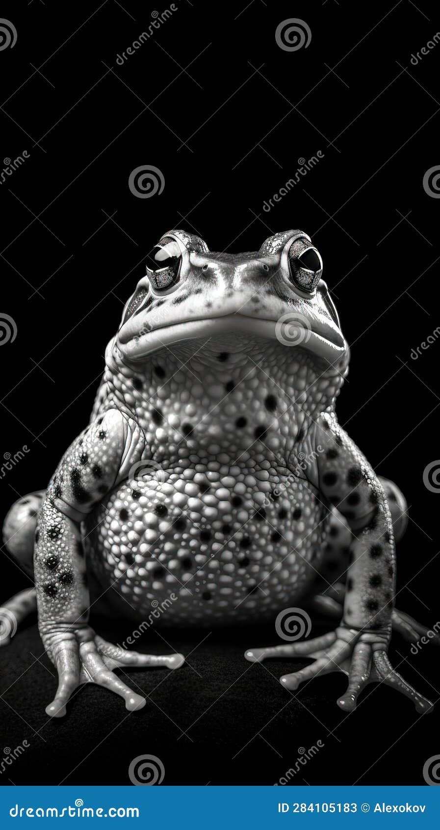 Black and White Frog on Dark Background in Full Focus. Stock ...