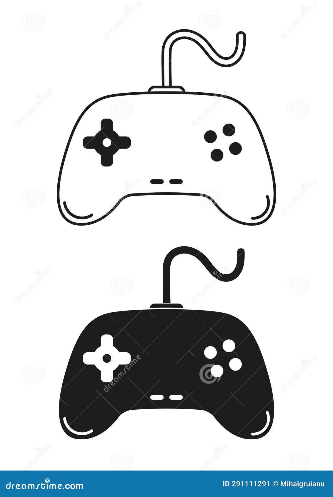 Black and White Game Controller Icon Flat Design Vector Stock ...