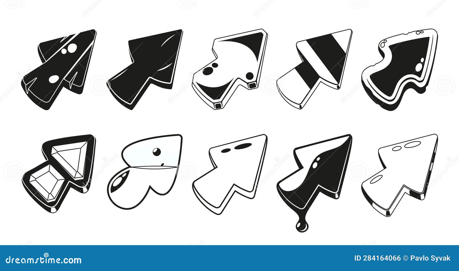 Black and White Game Cursors Set. Virtual Pointers that Allows Players ...