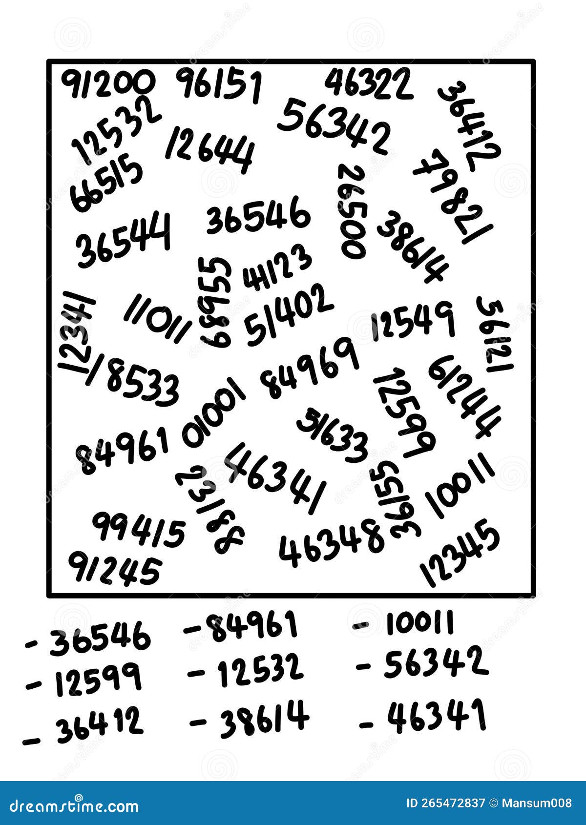 Black and White of Game Find Number Stock Illustration - Illustration ...