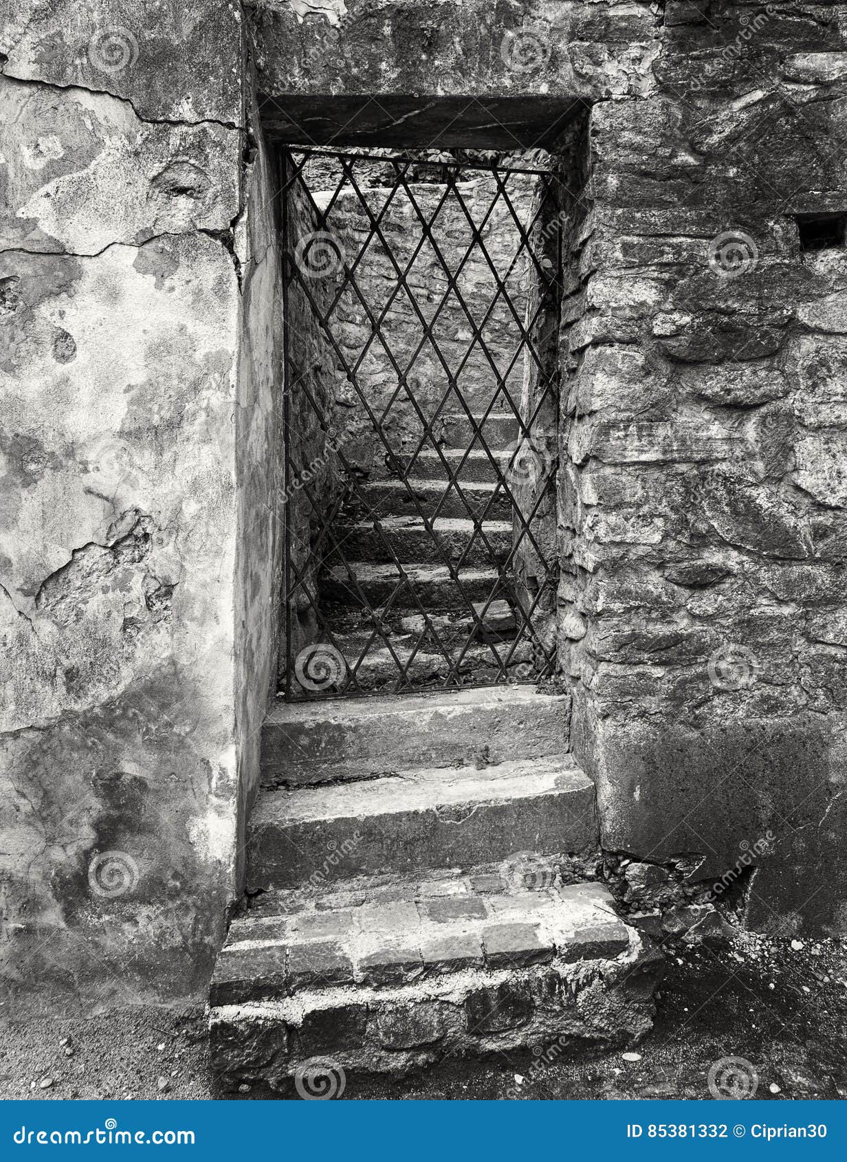 Black and White Gate in the Wall Stock Photo - Image of gate, white ...