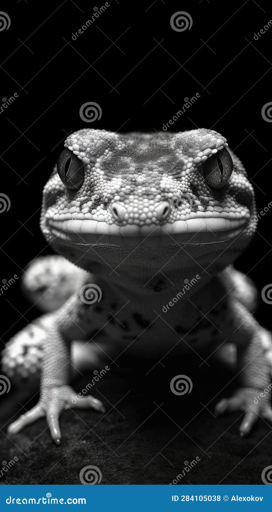 Black and White Gecko on Dark Background in Full Focus. Stock ...