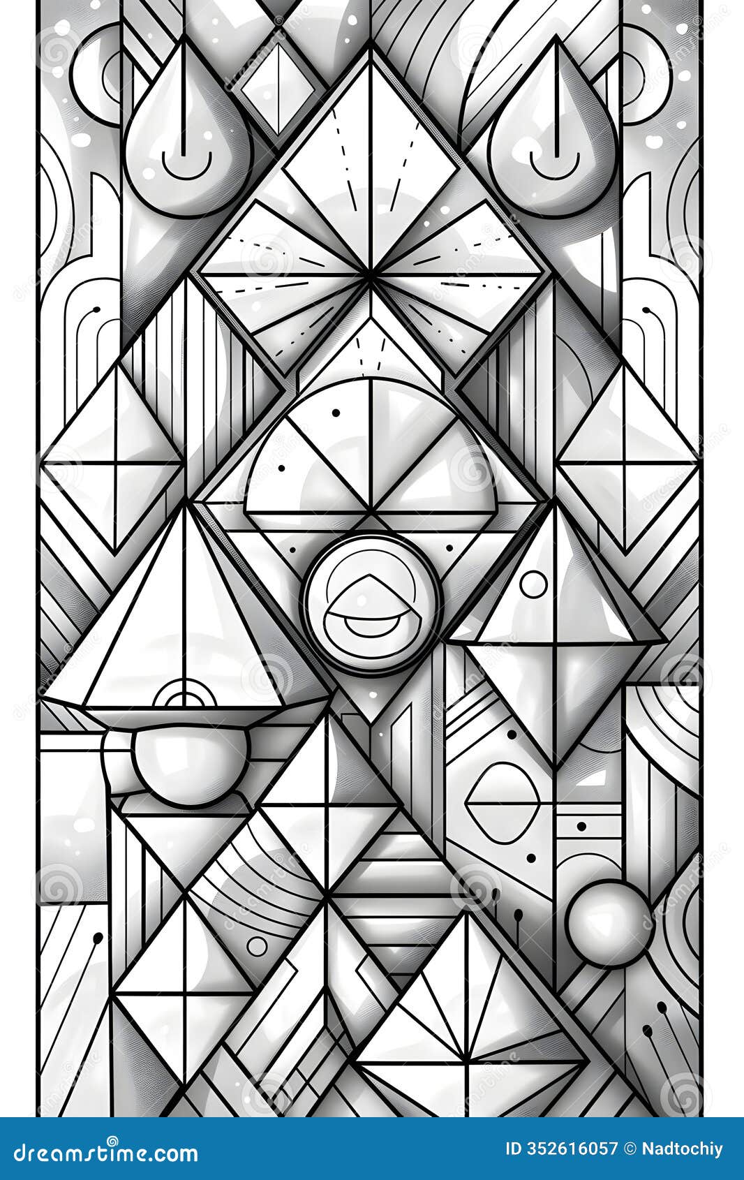 Geometric Pattern in Black and White with Triangles and Rectangles ...