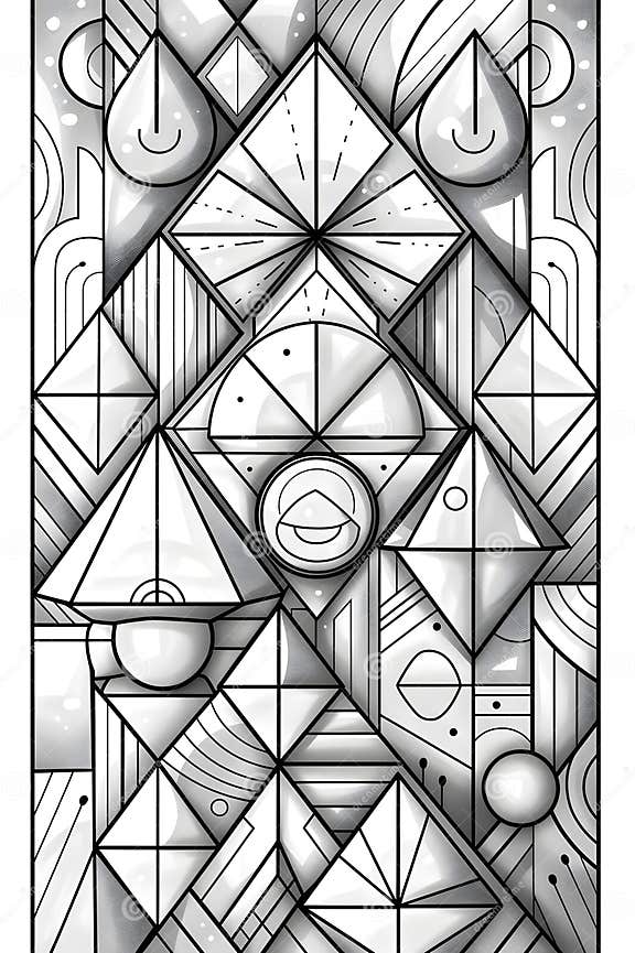 Geometric Pattern in Black and White with Triangles and Rectangles ...