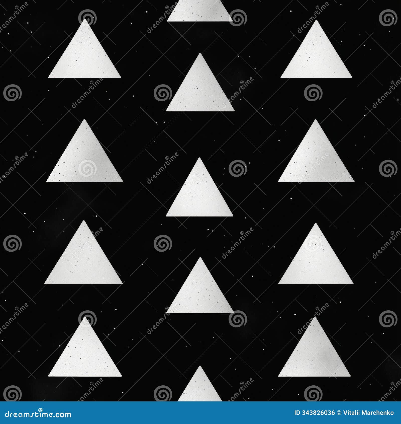Black and White Geometric Pattern with Repeating Triangles and Starry ...