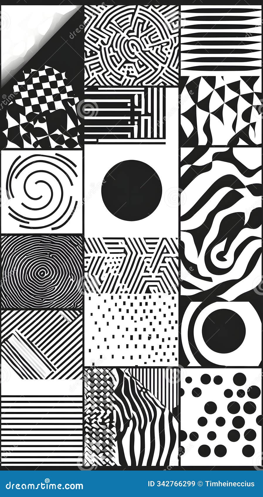 Black and White Geometric Patterns for Creative Designs and Textures Stock Illustration ...