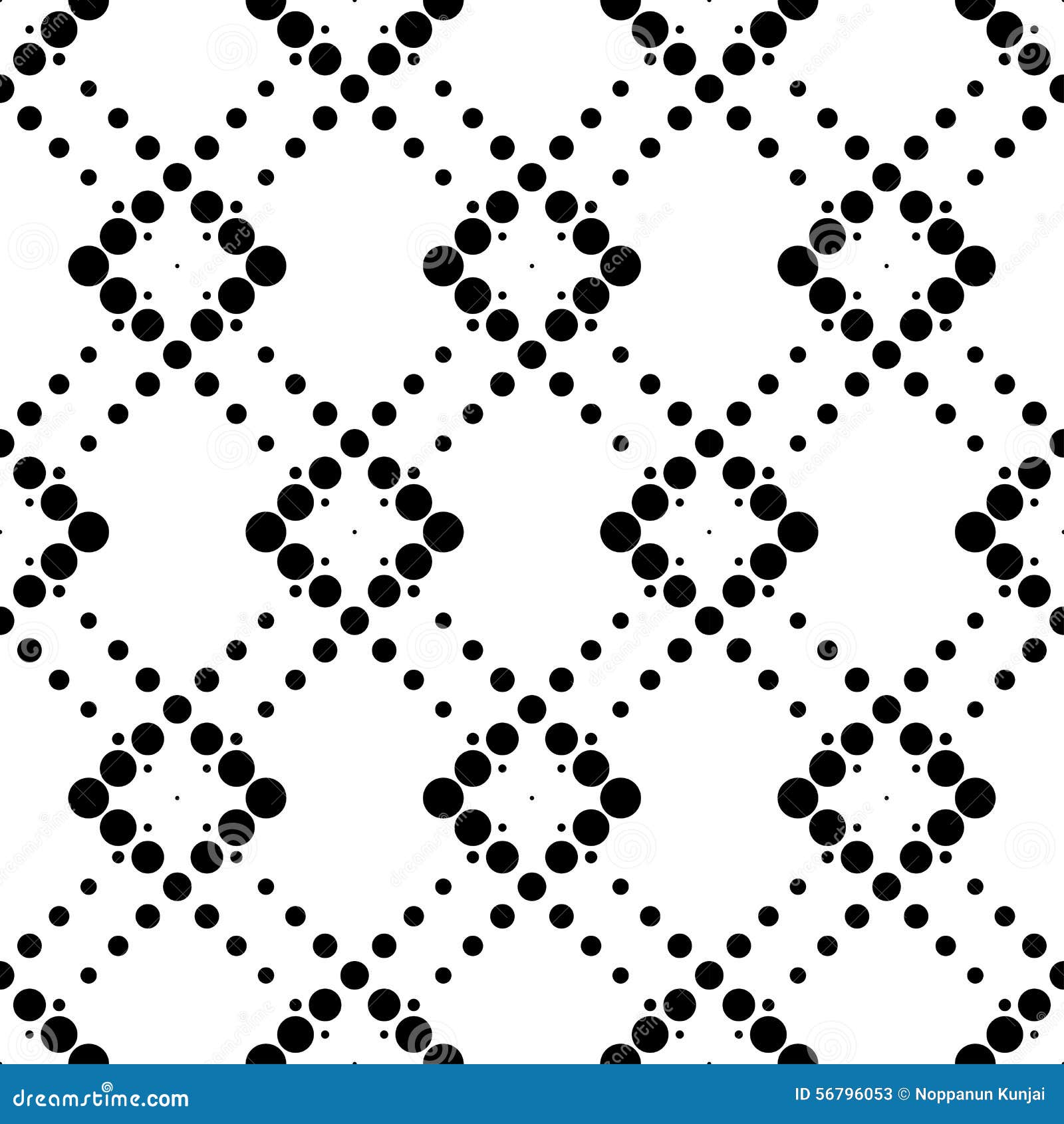 Black and White Geometric Seamless Pattern with Circle, Abstract Stock ...