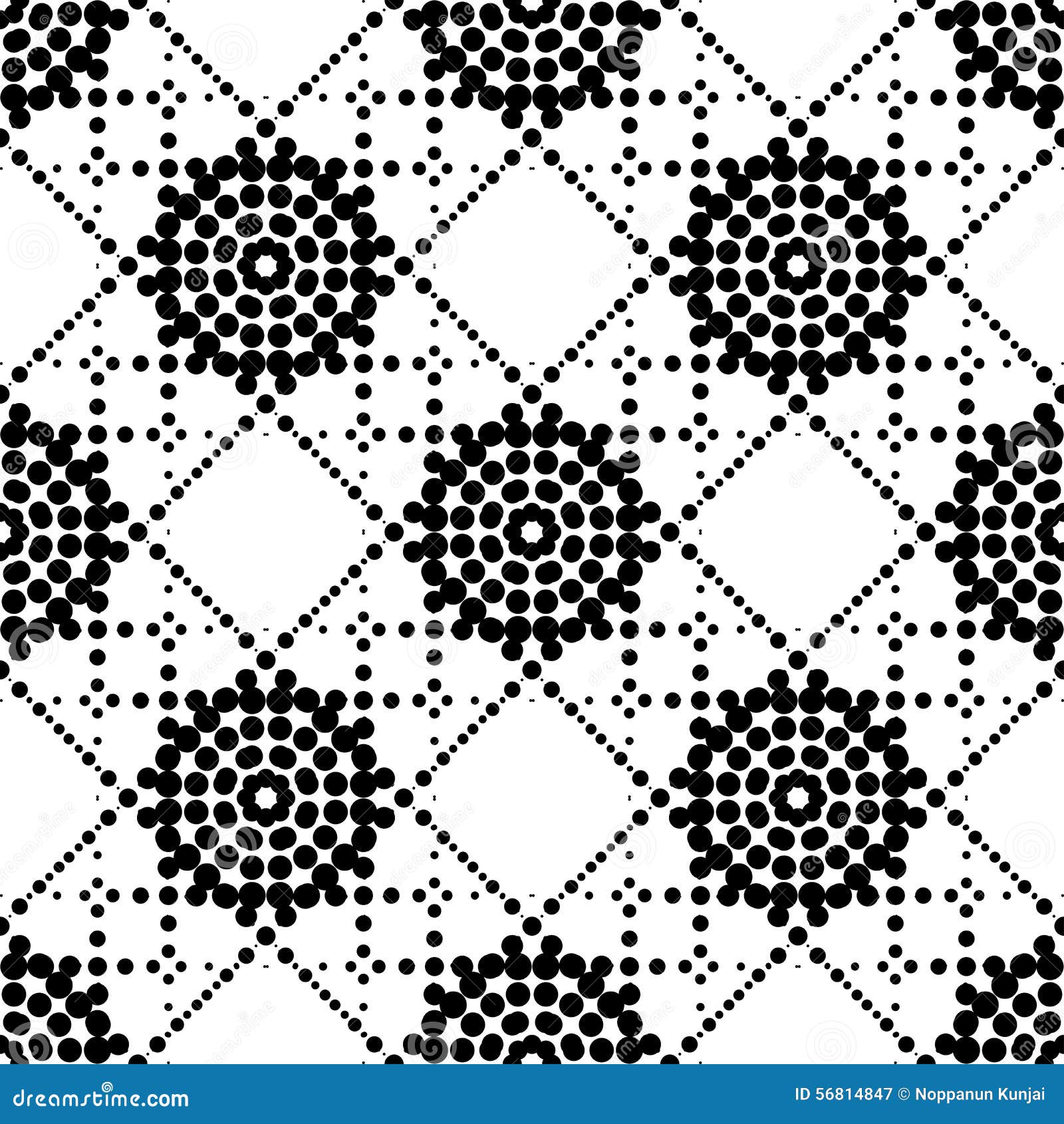 Black and White Geometric Seamless Pattern with Circle, Abstract Stock ...