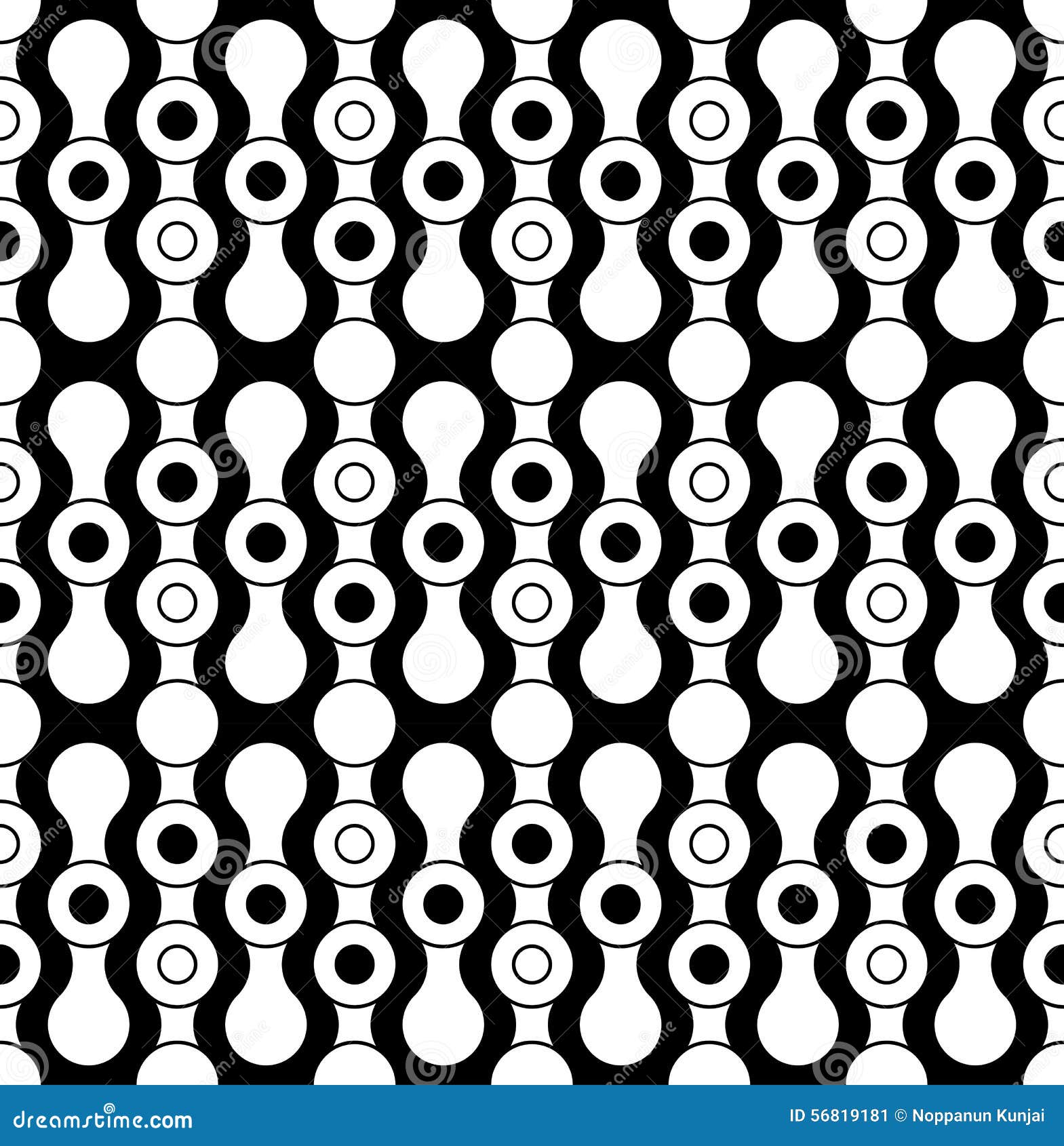Black and White Geometric Seamless Pattern with Circle, Abstract Stock ...