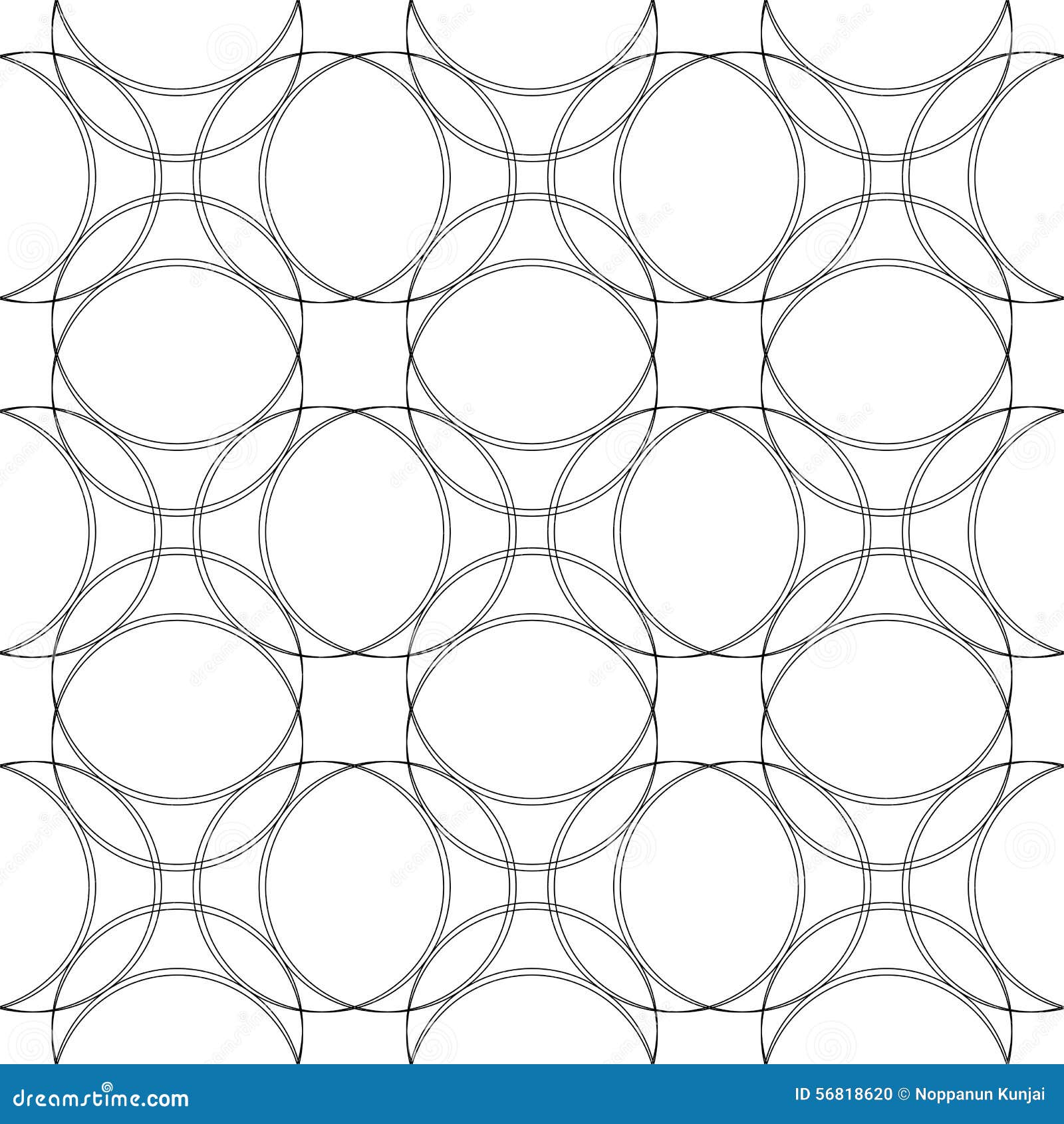 Black and White Geometric Seamless Pattern with Circle and Wave Stock ...