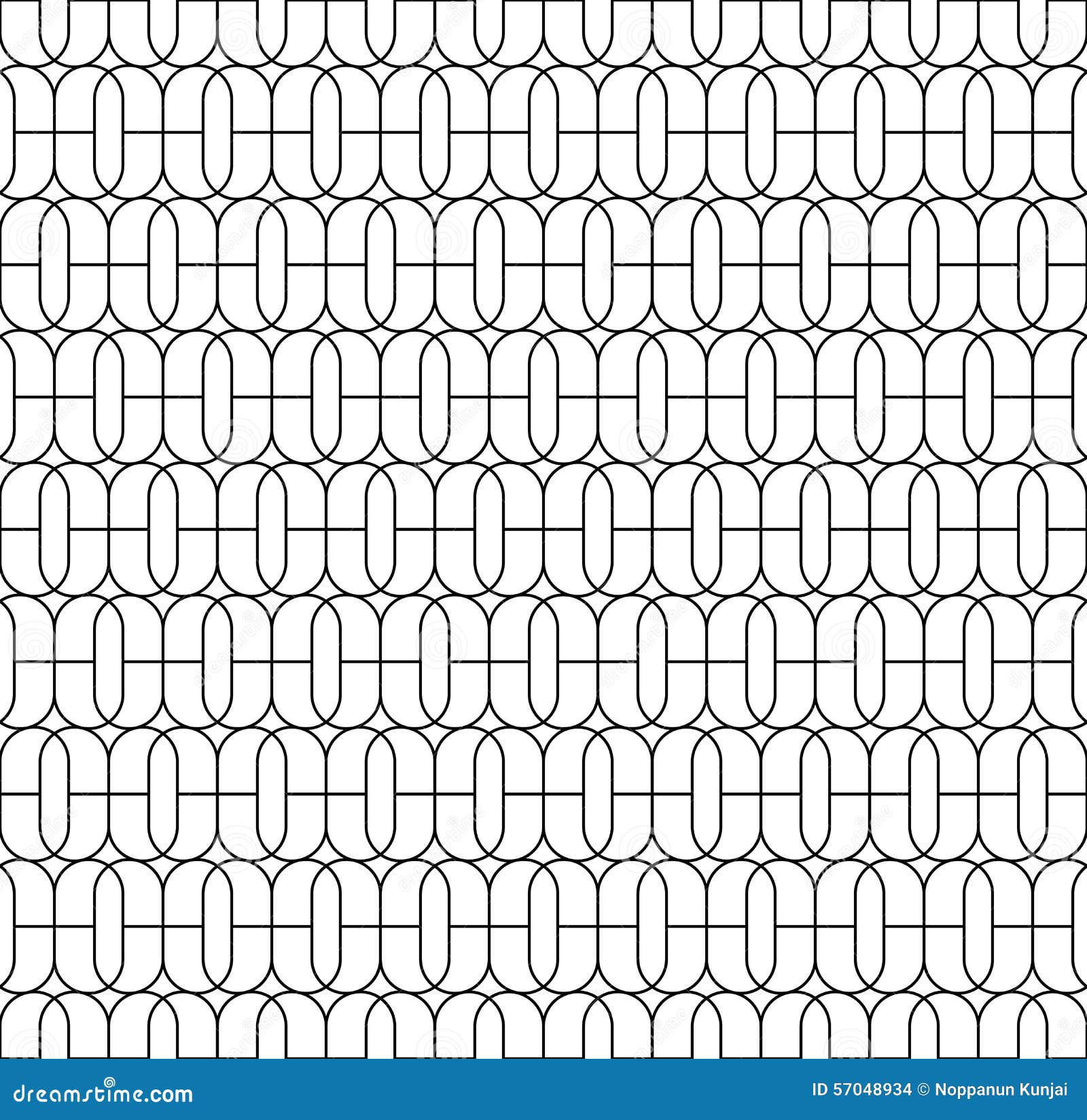 Black and White Geometric Seamless Pattern with Line and Oval, a Stock ...