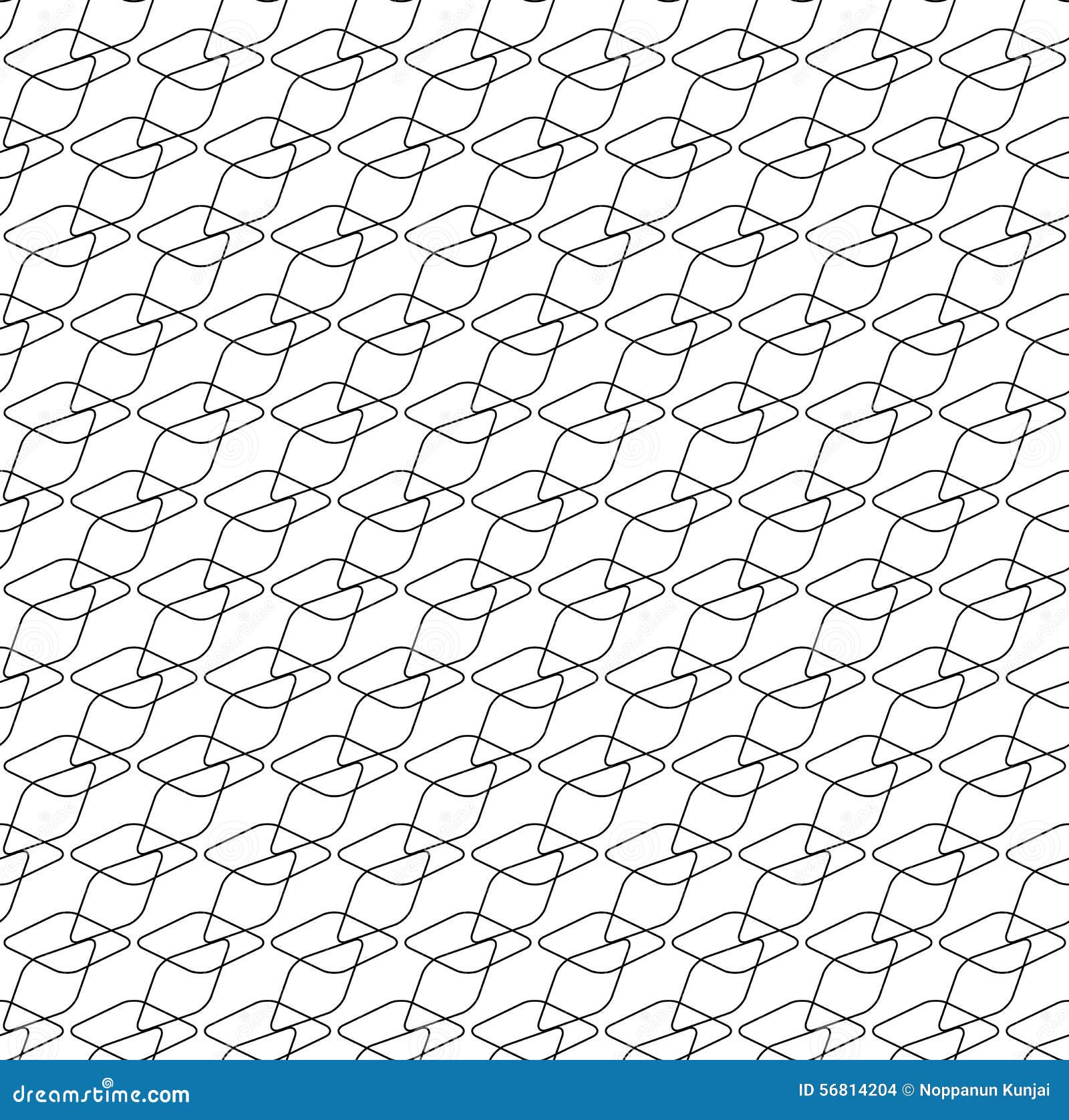 Black and White Geometric Seamless Pattern with Round Corner Dia Stock ...