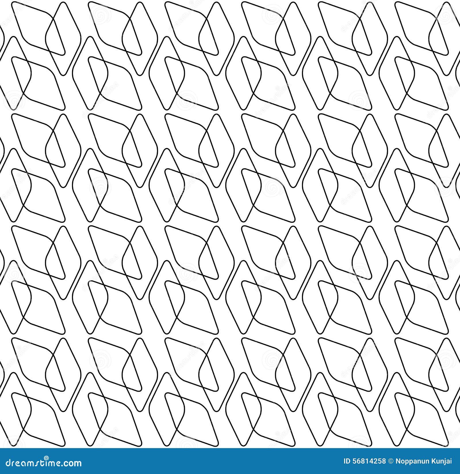 Black and White Geometric Seamless Pattern with Round Corner Dia Stock ...