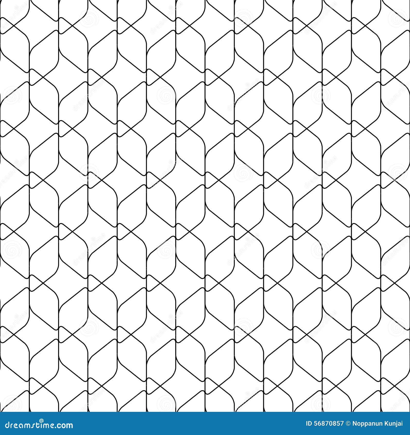 Black and White Geometric Seamless Pattern with Round Corner Dia Stock ...