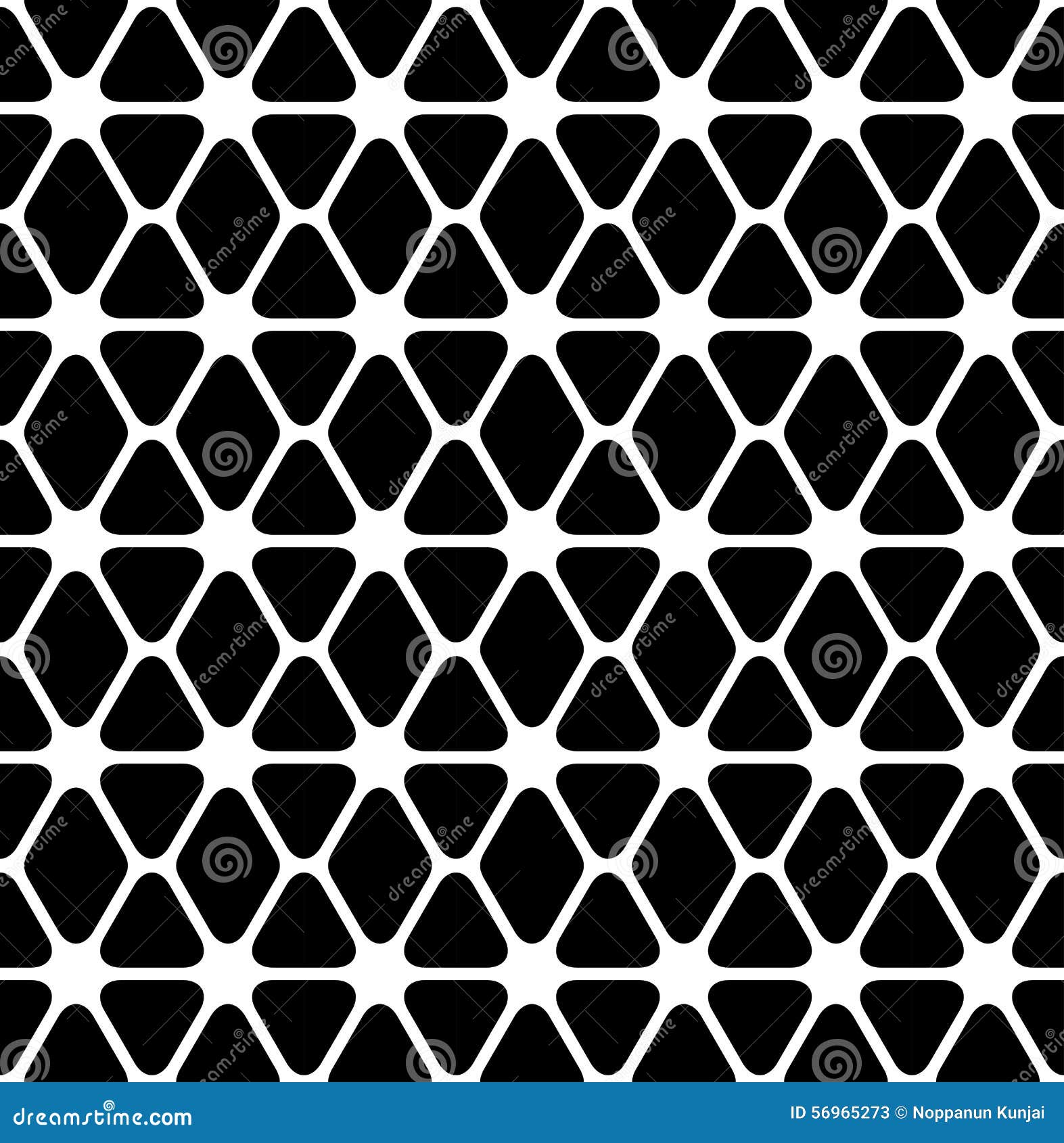 Black and White Geometric Seamless Pattern with Rounded Triangle Stock ...