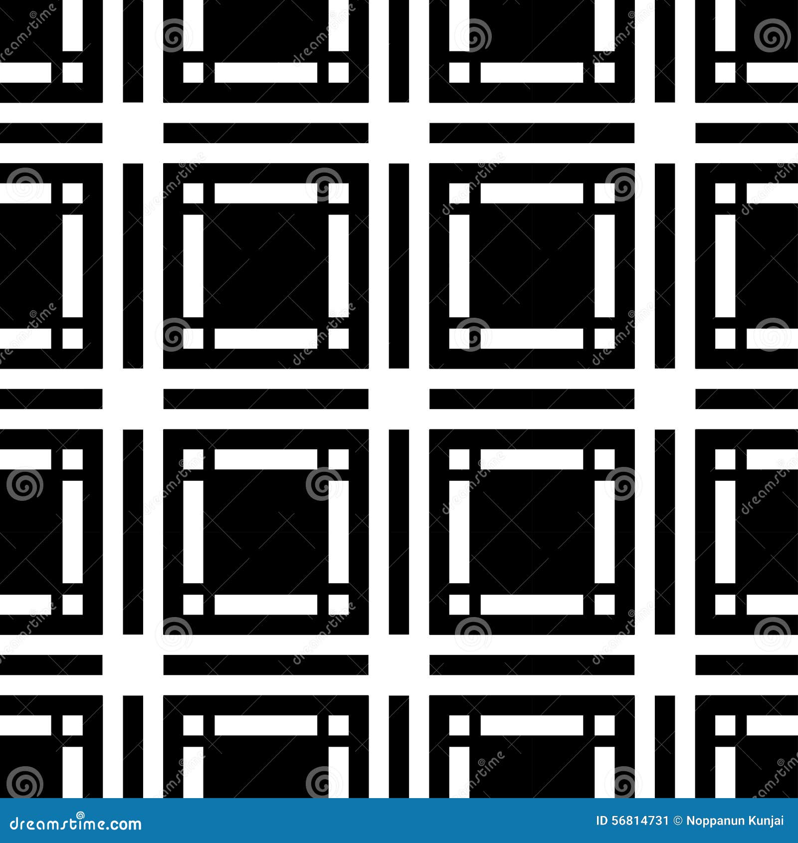Black and White Geometric Seamless Pattern with Square and Recta Stock ...