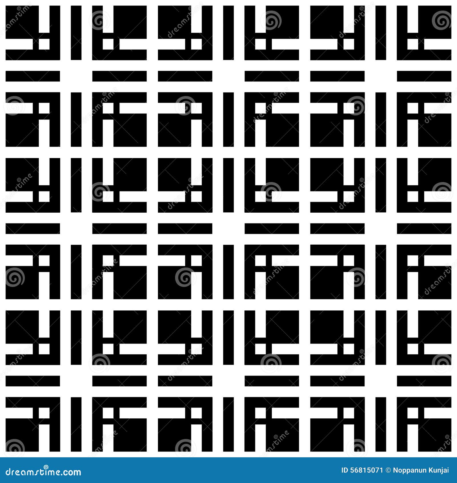 Black and White Geometric Seamless Pattern with Square and Recta Stock ...