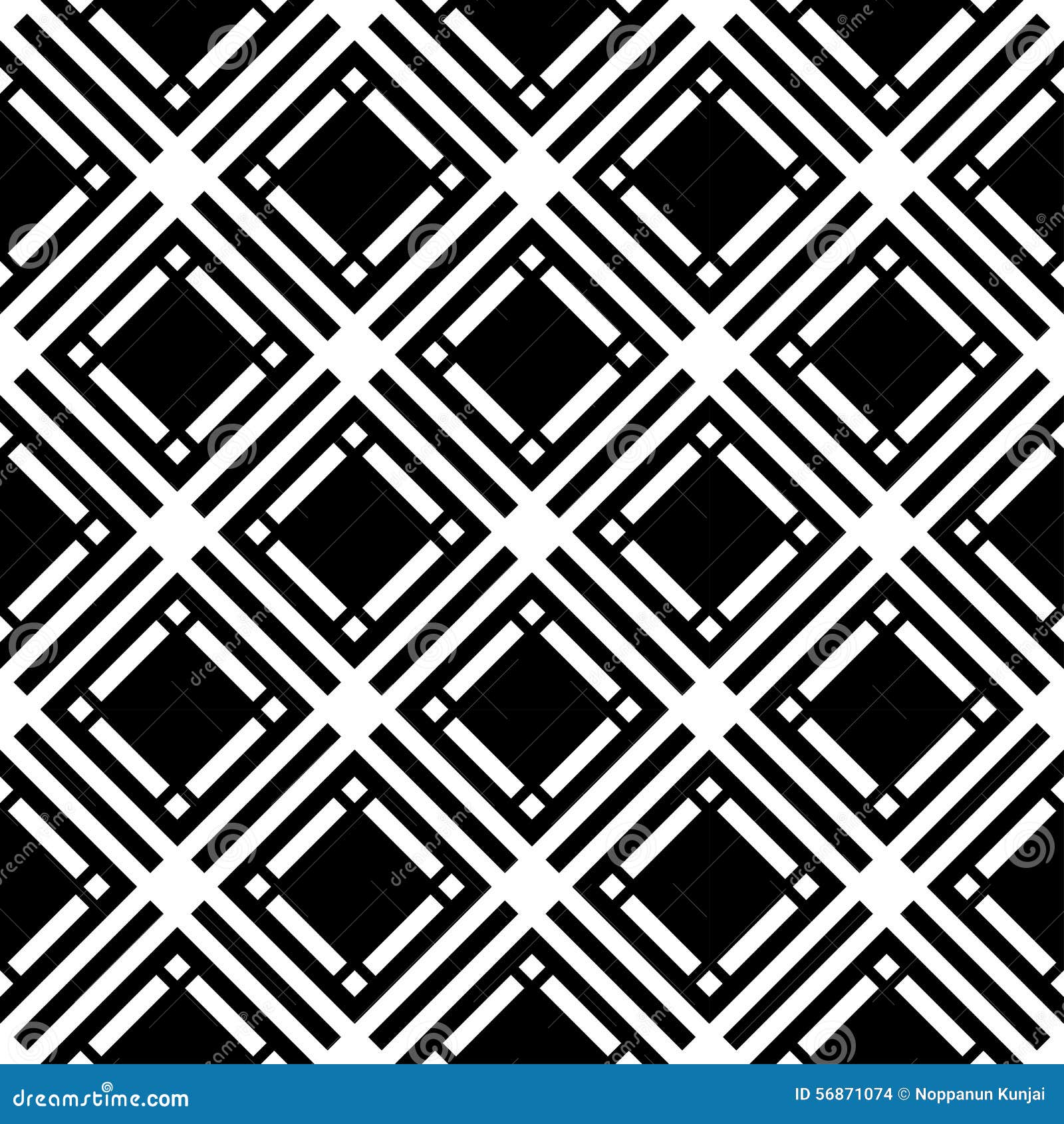 Black and White Geometric Seamless Pattern with Square and Recta Stock ...