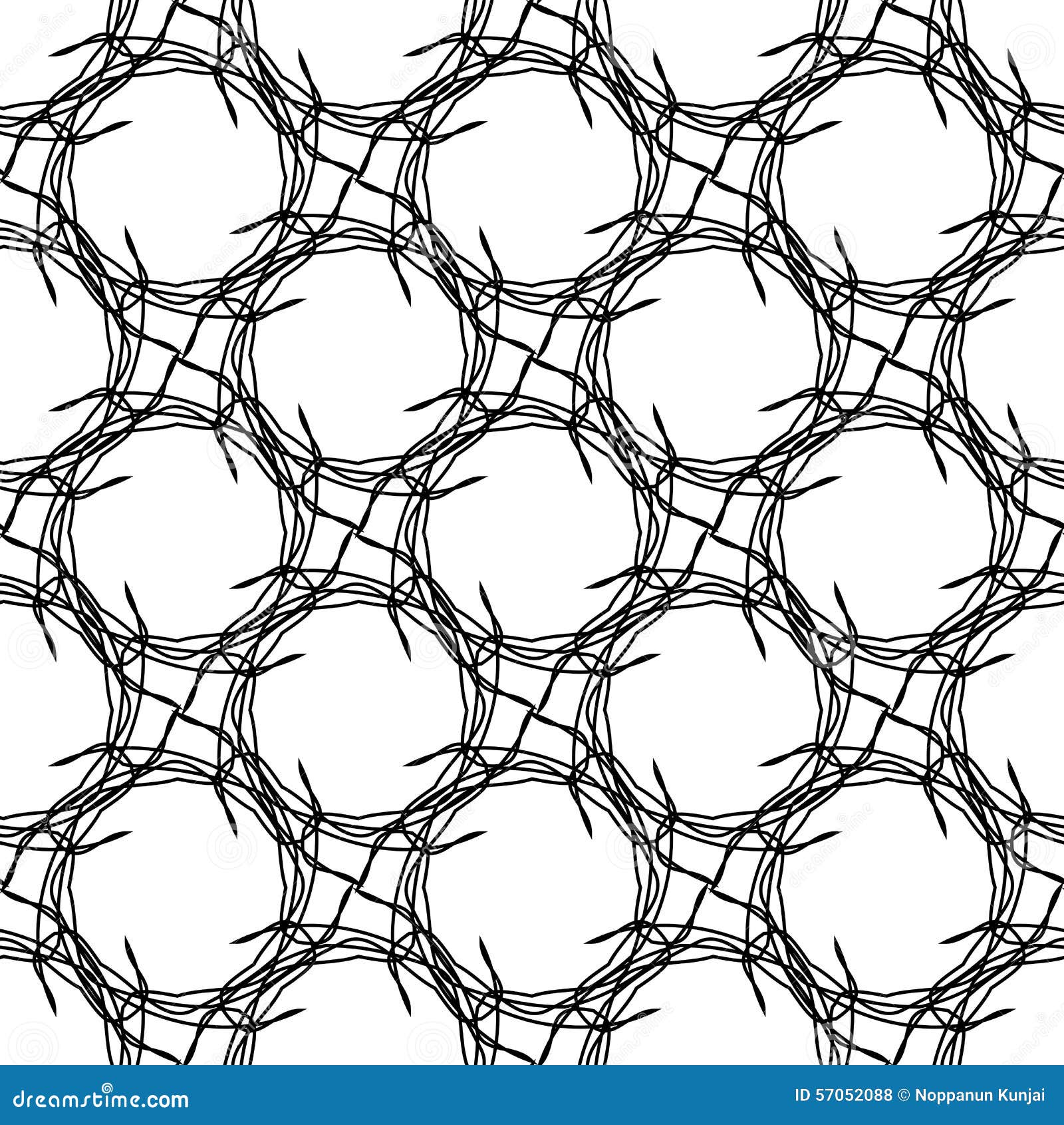 Black and White Geometric Seamless Pattern with Tangle Line, Abs Stock ...