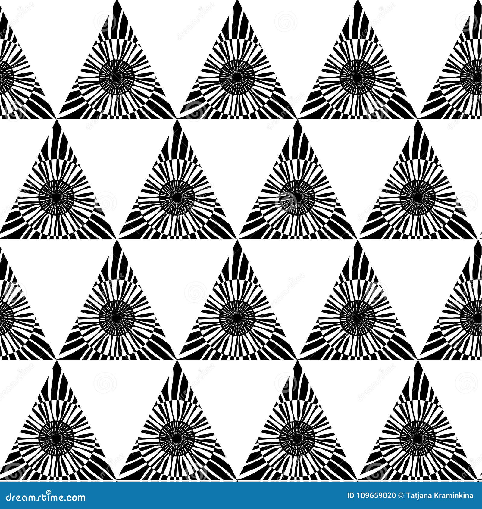 Black and White Geometric Seamless Pattern with Triangle, Abstract ...