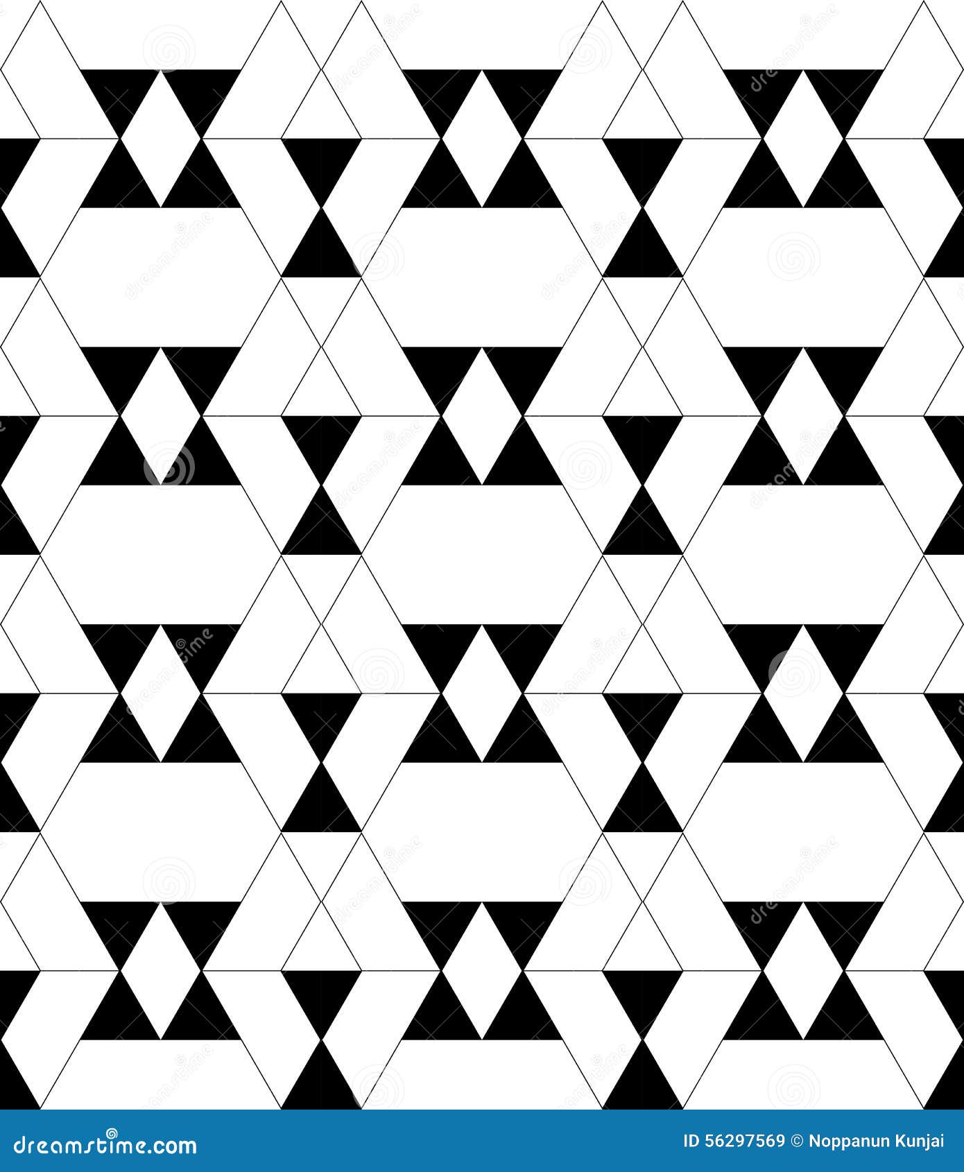 Black and White Geometric Seamless Pattern with Triangle and Trapezoid ...