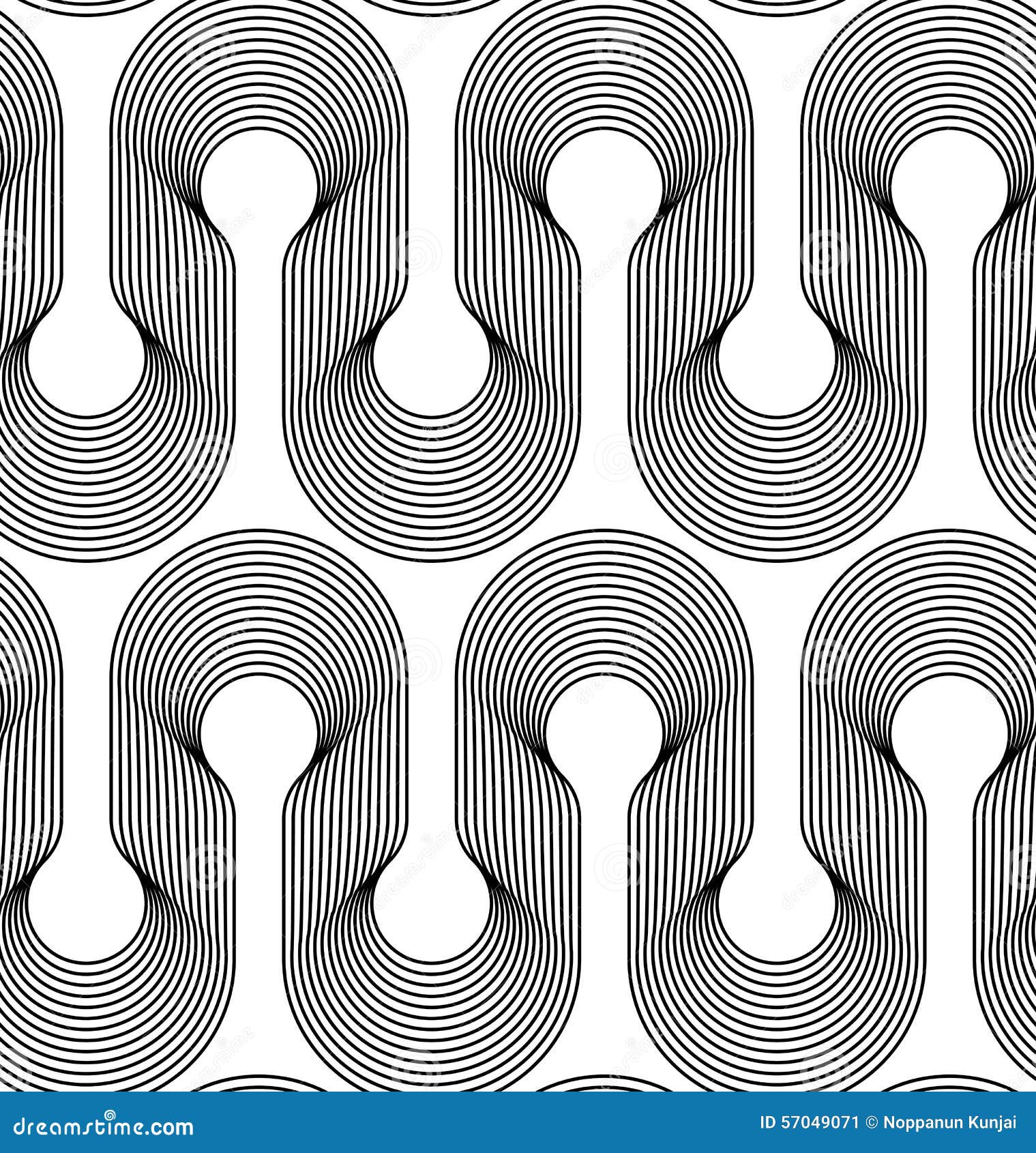 Black and White Geometric Seamless Pattern with Wavy Line, Abstr Stock ...