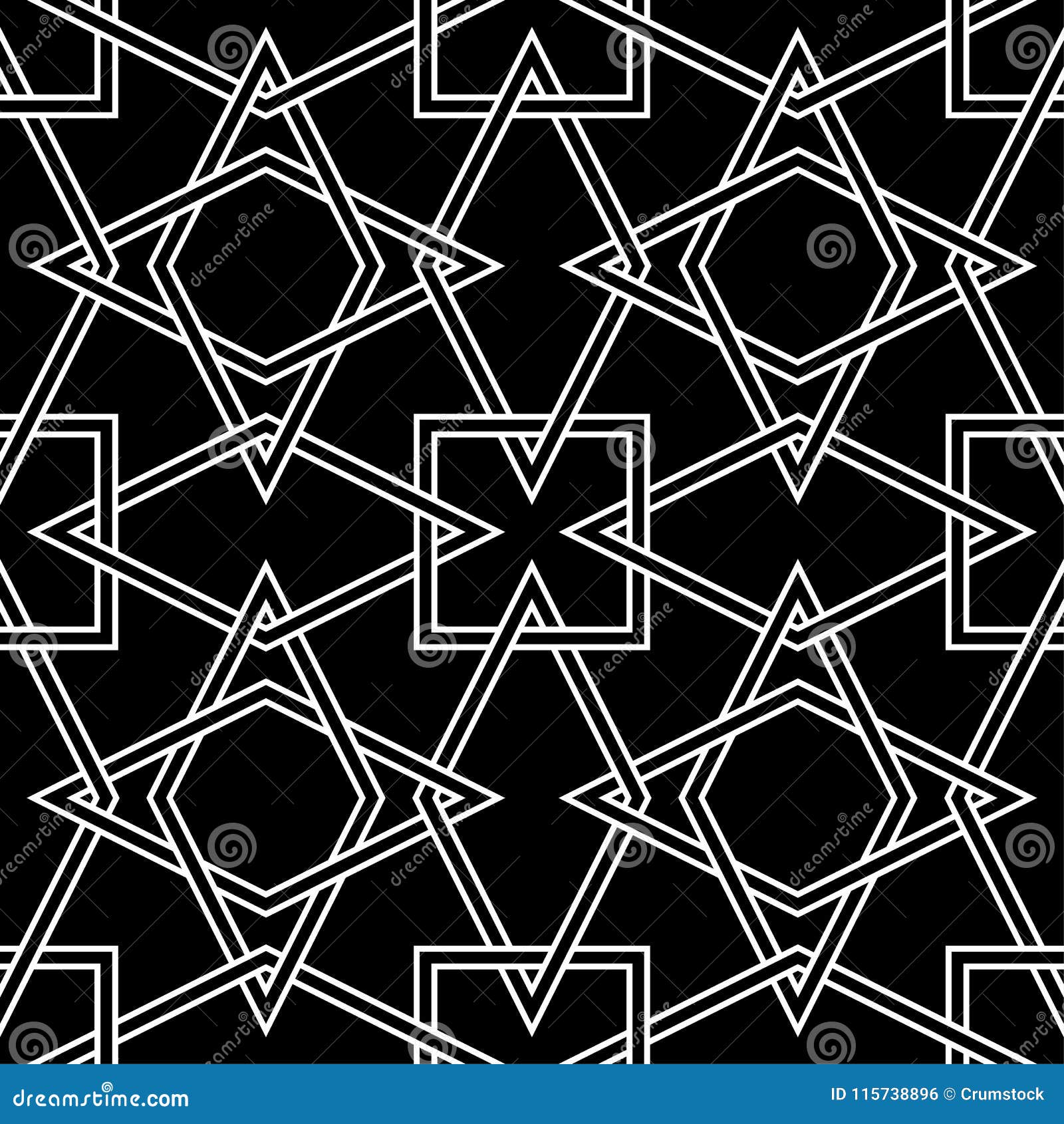 Black and White Geometric Seamless Pattern Stock Vector - Illustration ...