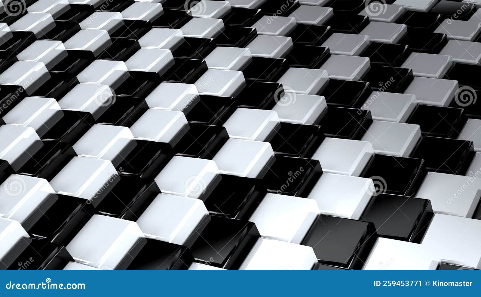 Black and White Geometric Surface of Glossy Shiny Cubes. 3D Rendering ...