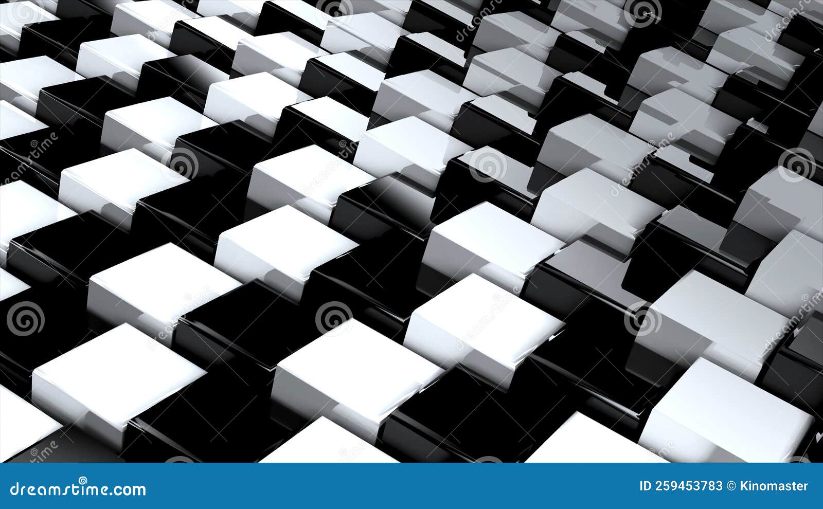 Black and White Geometric Surface of Glossy Shiny Cubes. 3D Rendering ...