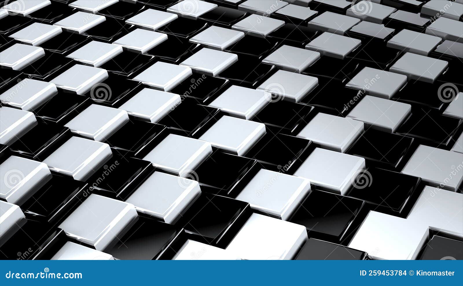 Black and White Geometric Surface of Glossy Shiny Cubes. 3D Rendering ...